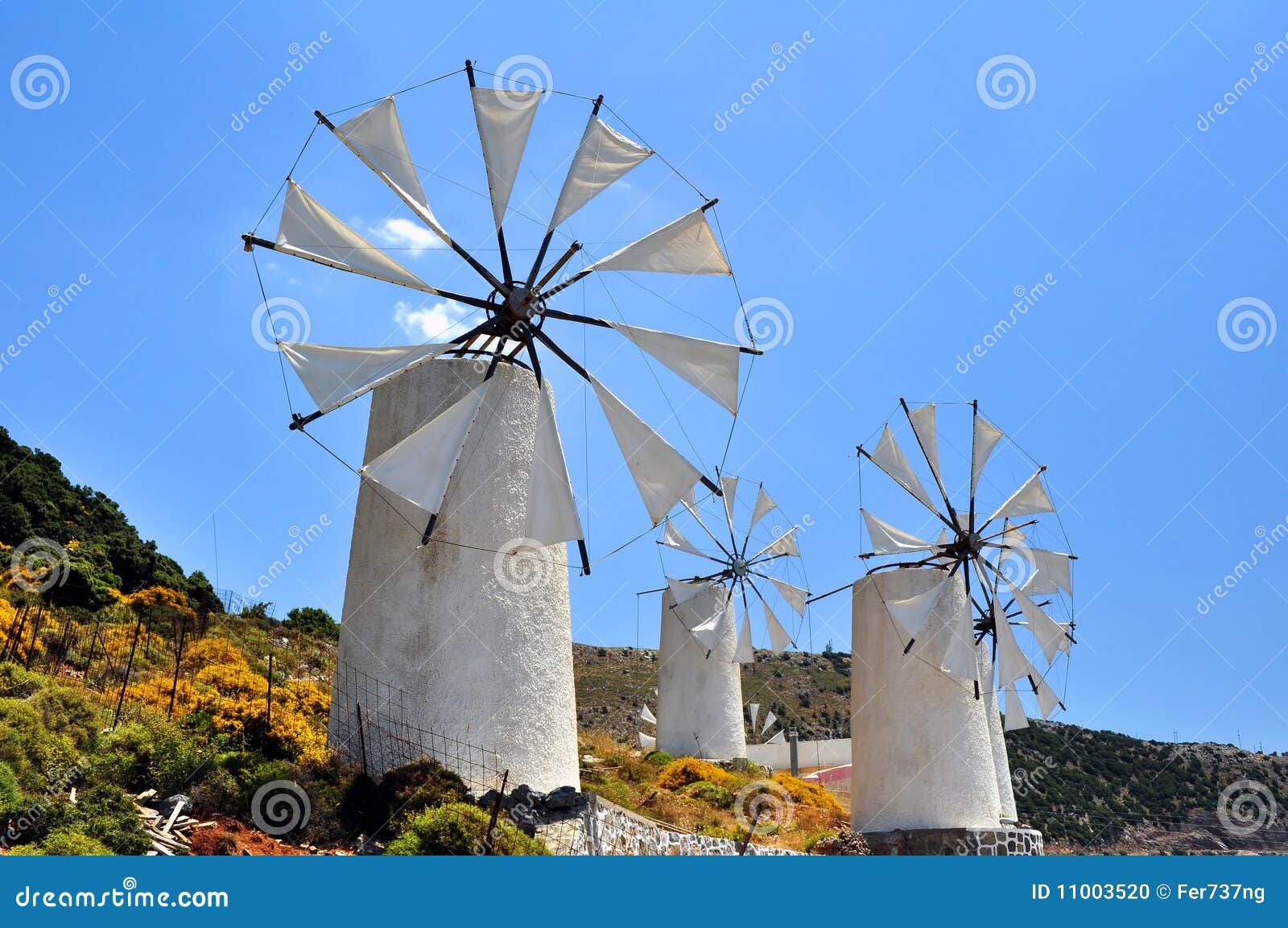 Wind mills in Crete stock photo. Image of clean, plateau - 11003520