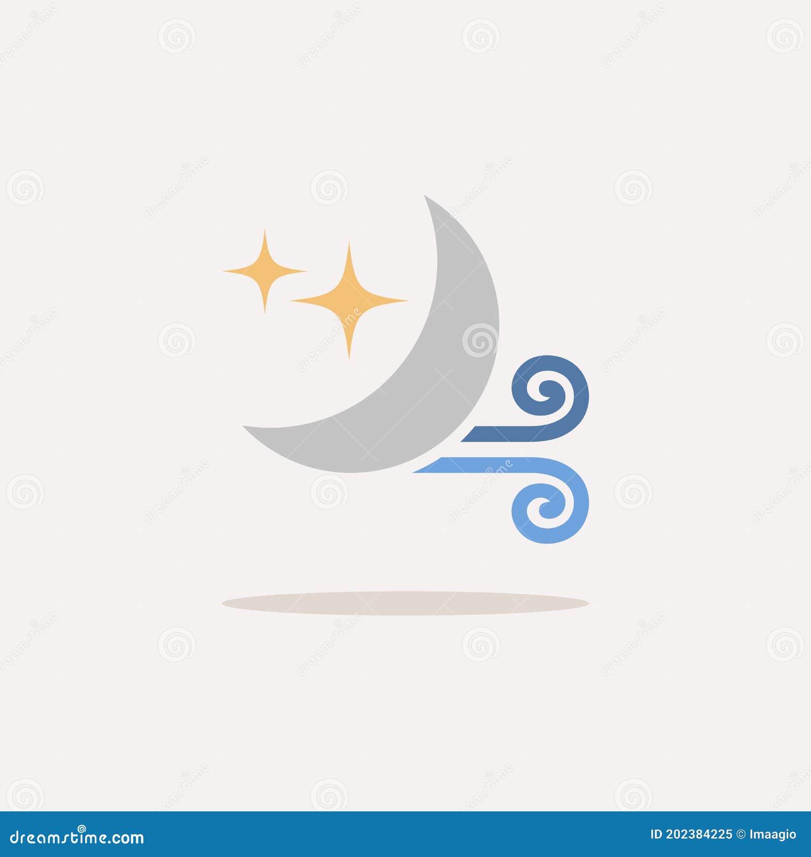 Wind and Moon. Color Icon with Shadow. Weather Vector Illustration ...