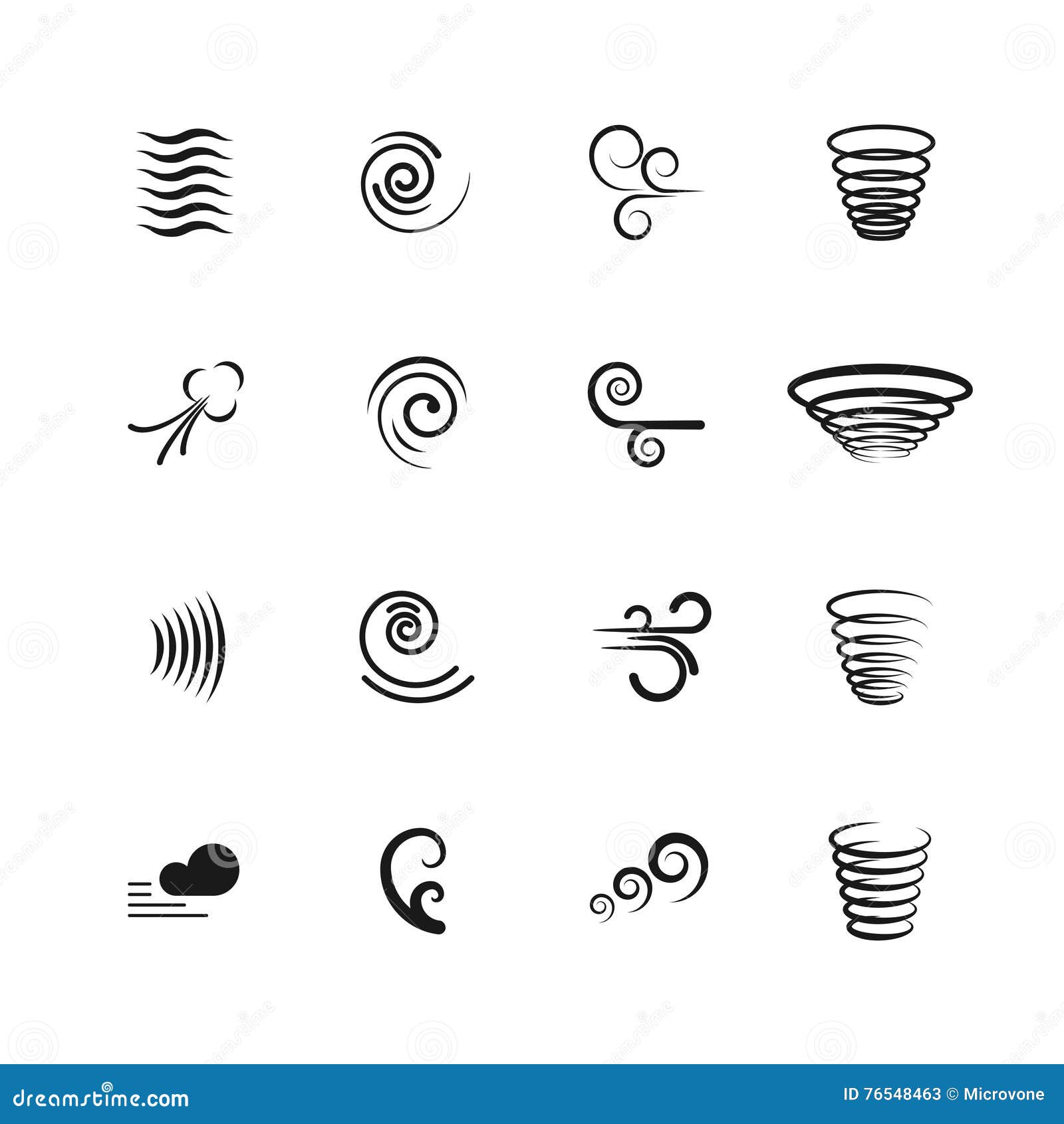 Wind, Motion Vector Icons Set Stock Vector - Illustration of hurricane ...