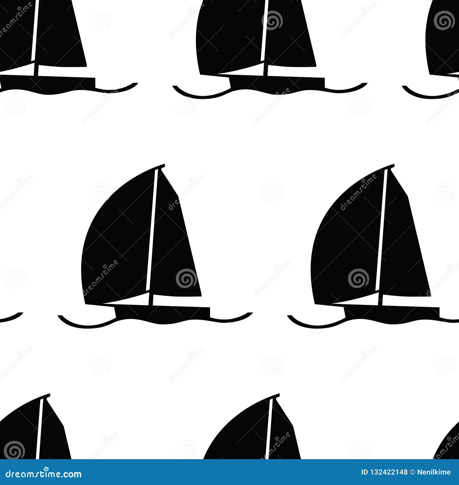Wind in My Sails Yachts Seamless Pattern Stock Vector - Illustration of ...