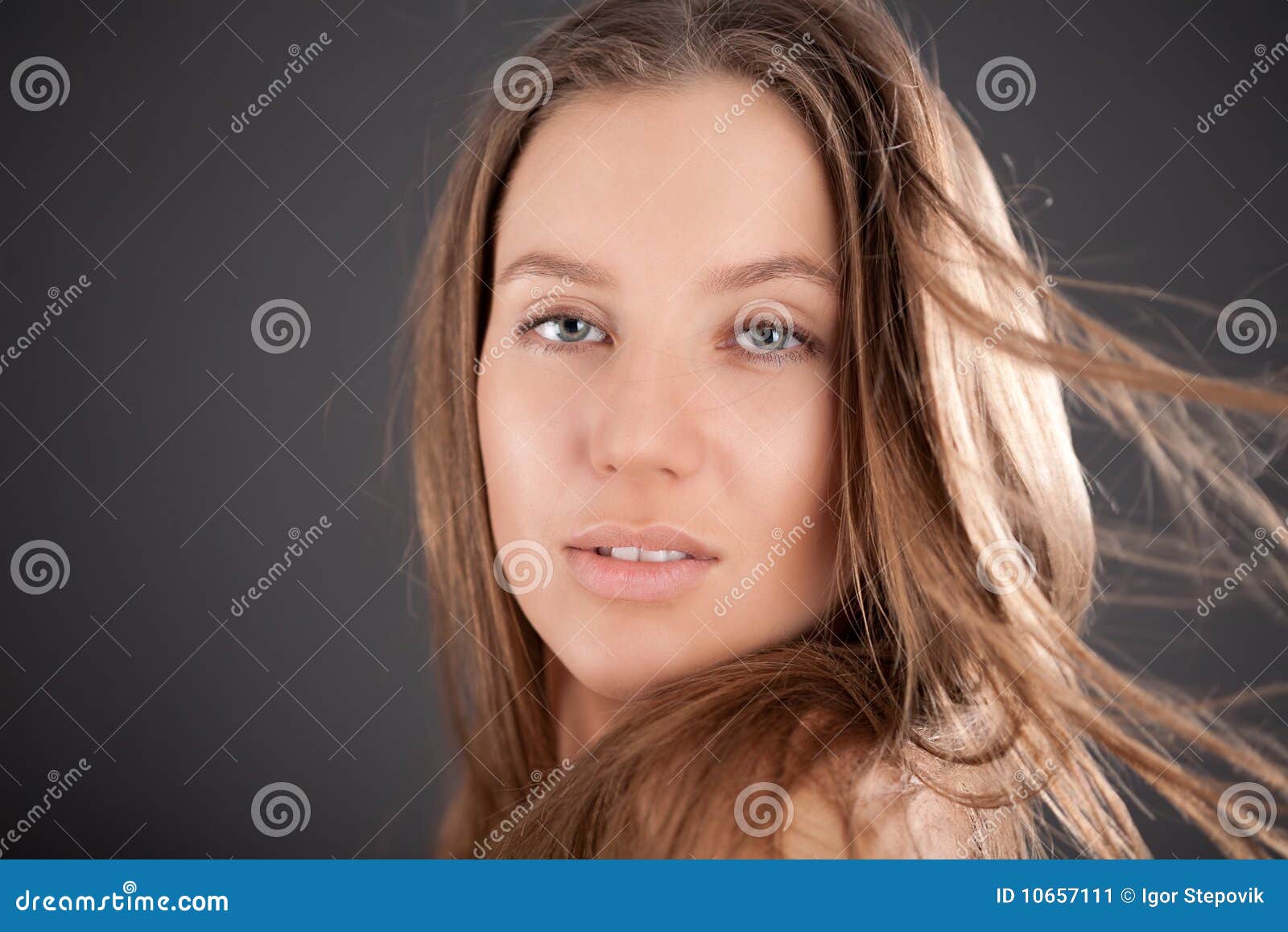 Wind. Portrait of Attractive Girl Stock Image - Image of hair, beauty ...