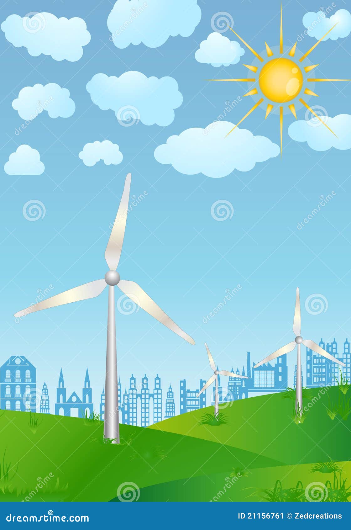 Wind power stock vector. Illustration of sunrise, power - 21156761