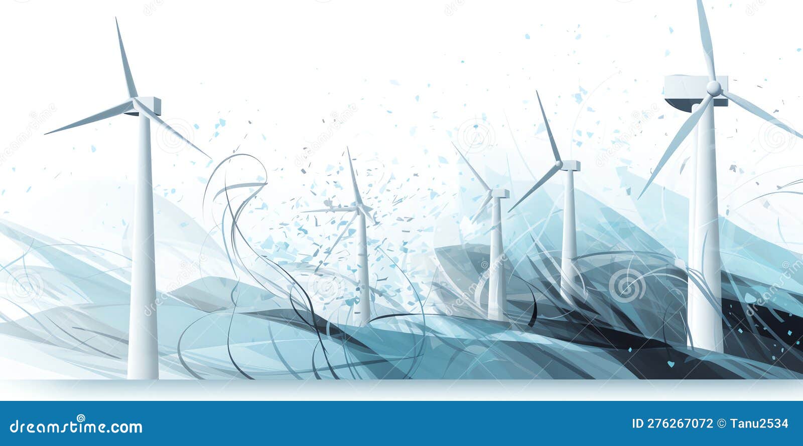 Wind Power Banner with Wind Turbines and Plants, in the Style of Simple ...