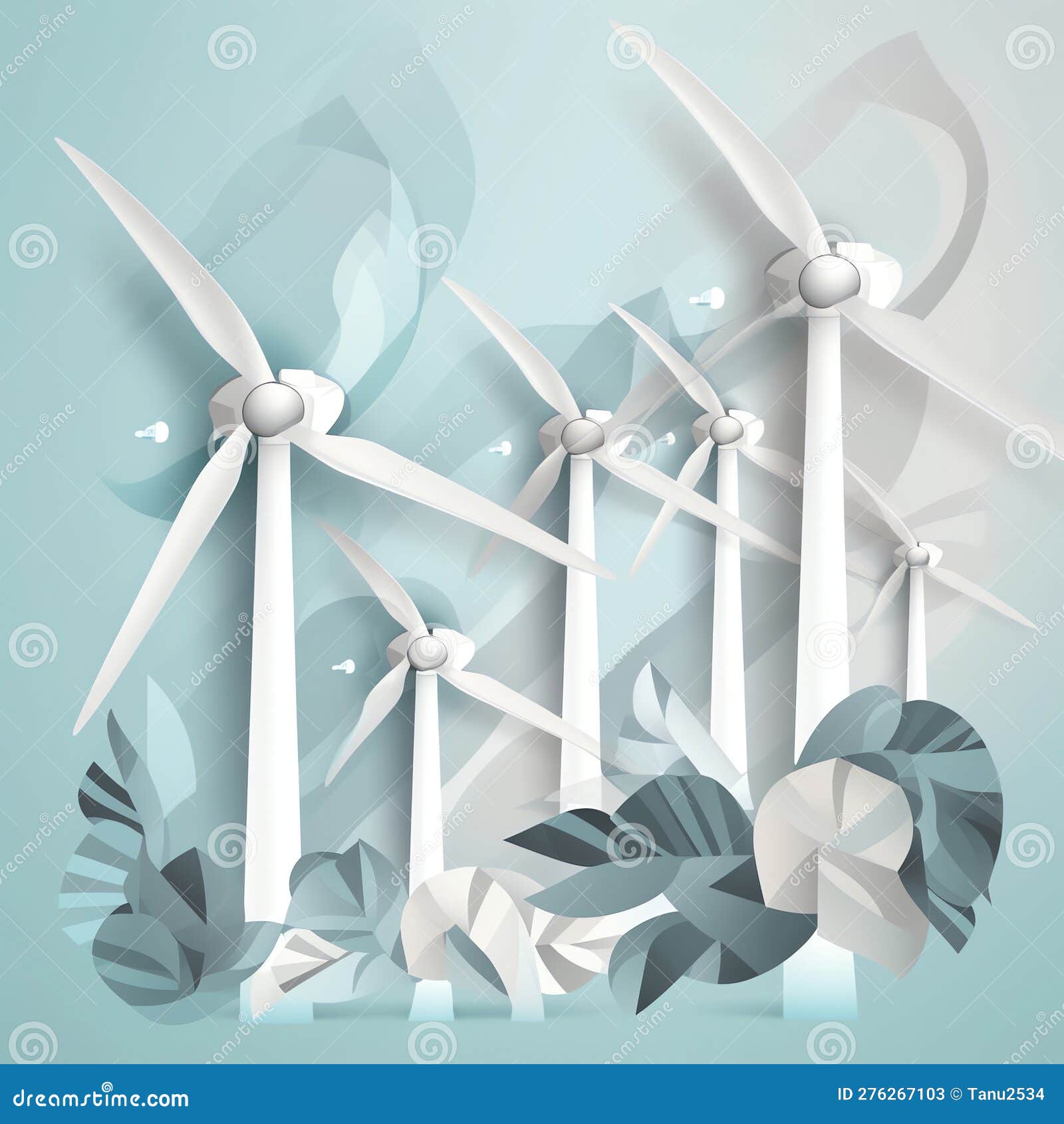 Wind Power Banner with Wind Turbines and Plants, in the Style of Simple ...