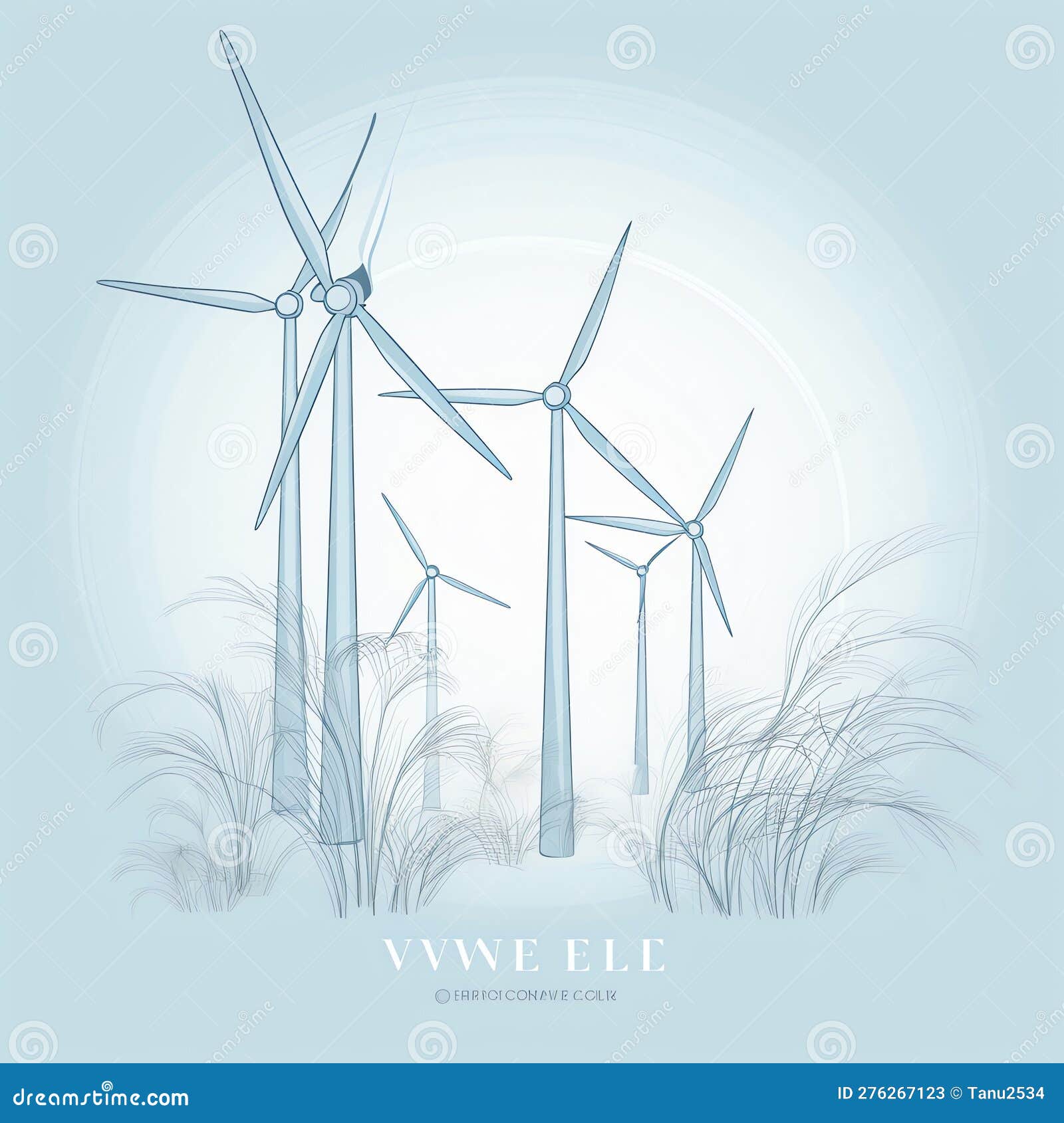 Wind Power Banner with Wind Turbines and Plants, in the Style of Simple ...