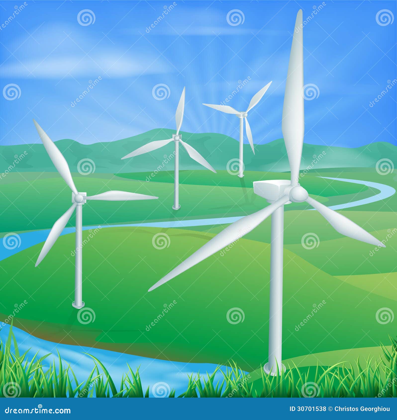 Wind Power Energy Illustration Stock Vector - Illustration of drawing ...