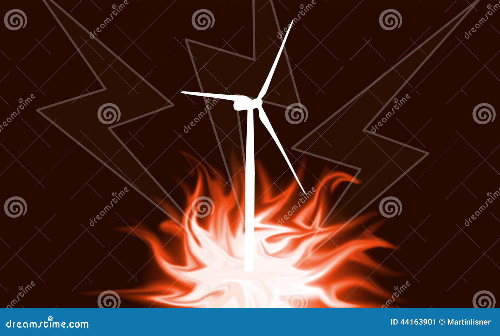 Wind Power, Fire, Lightning As Background Ilustration Stock ...