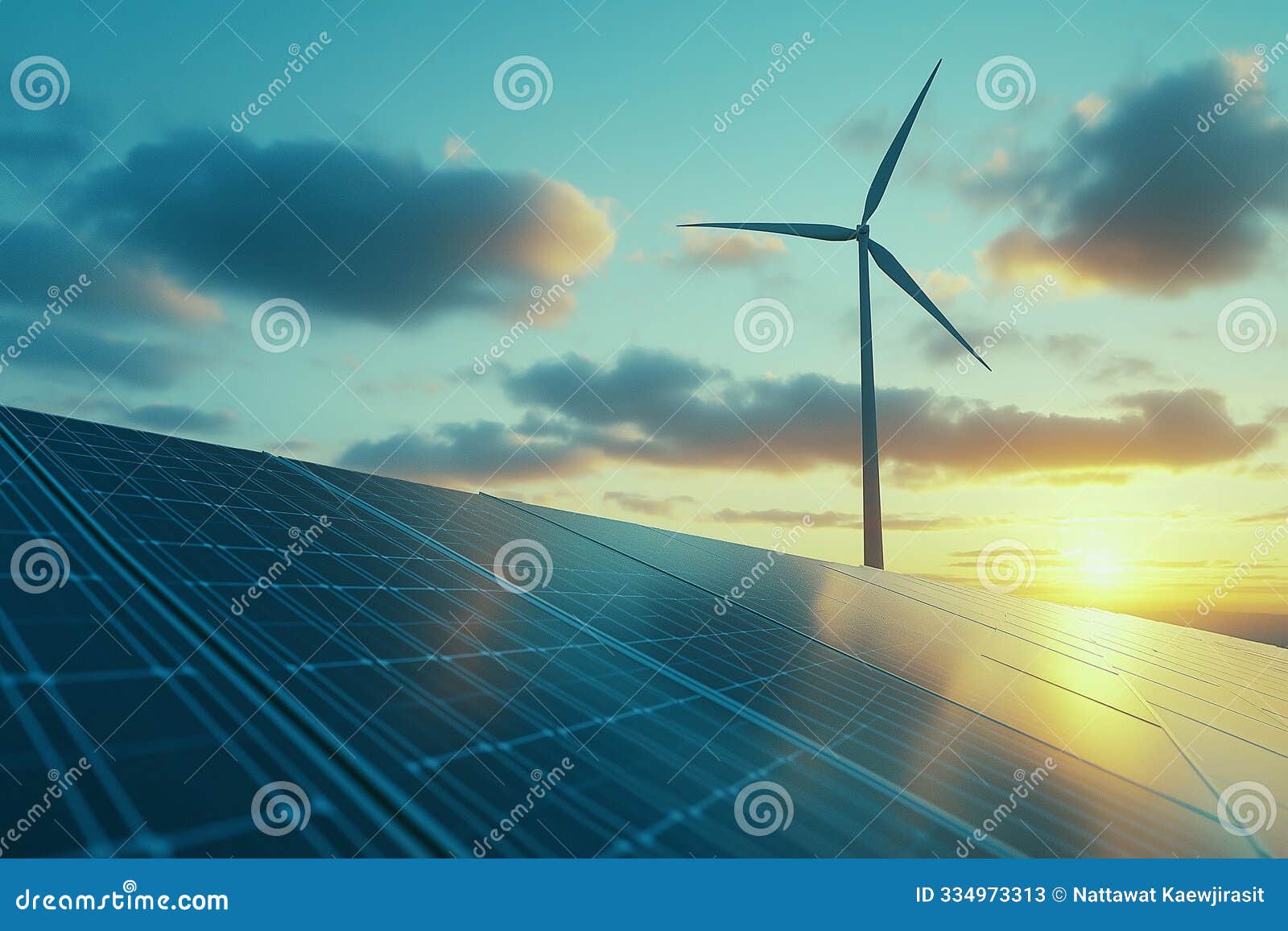 Wind Power Generation Equipment and Solar Panel by Generative Ai Stock ...