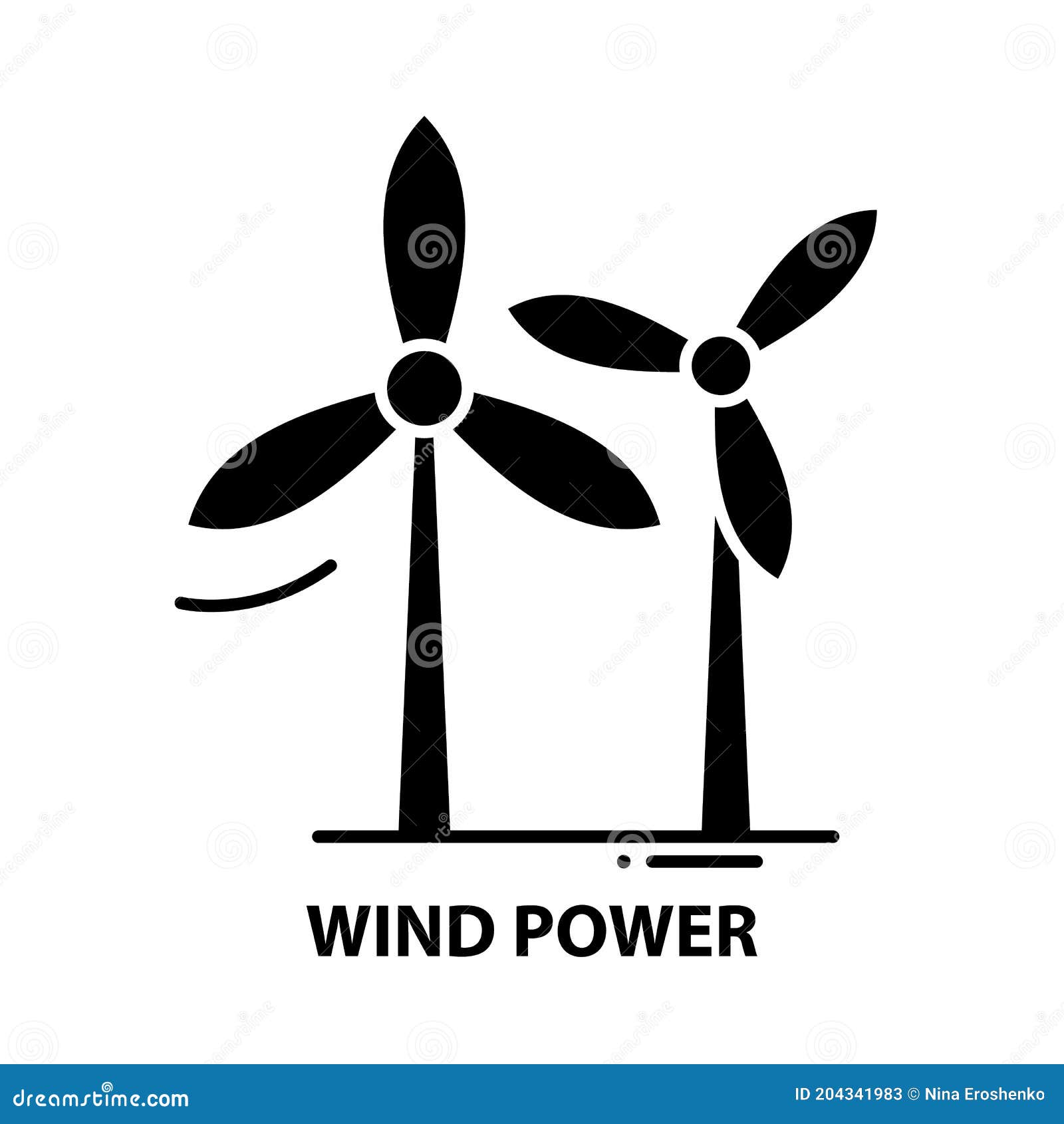 Wind Power Icon, Black Vector Sign with Editable Strokes, Concept ...