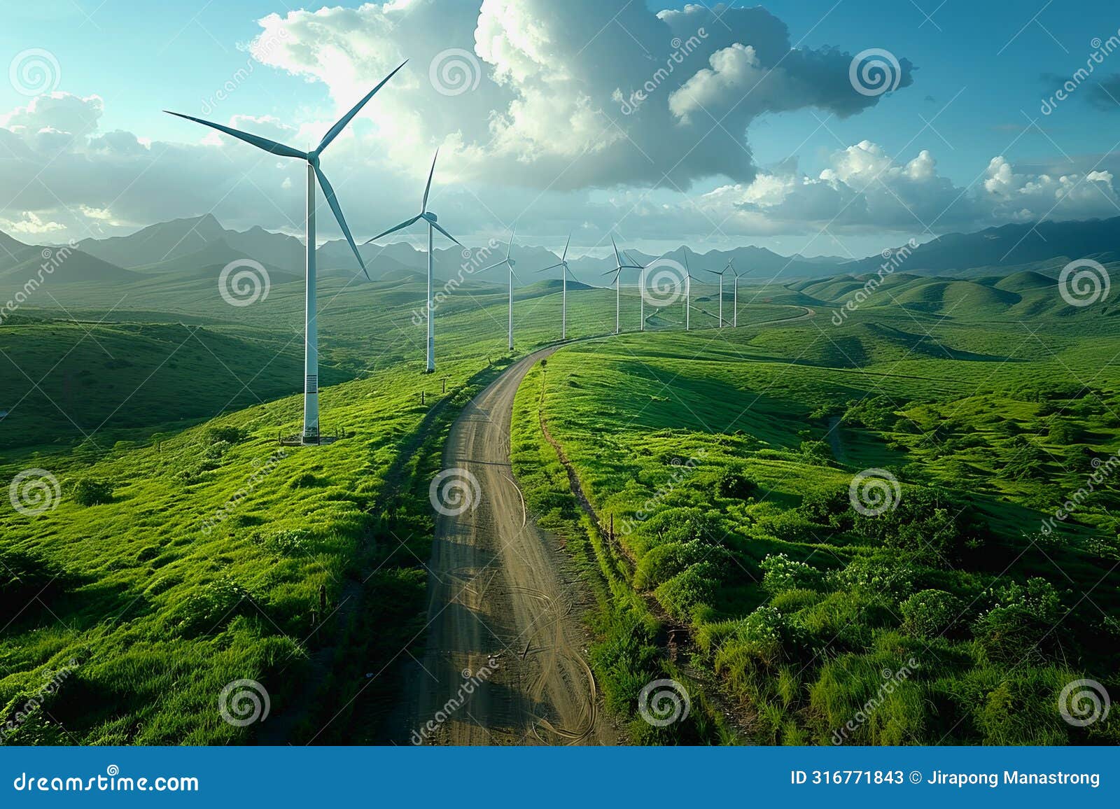 Wind Power Plant and Technology. Smart Grid. Renewable Energy Stock ...