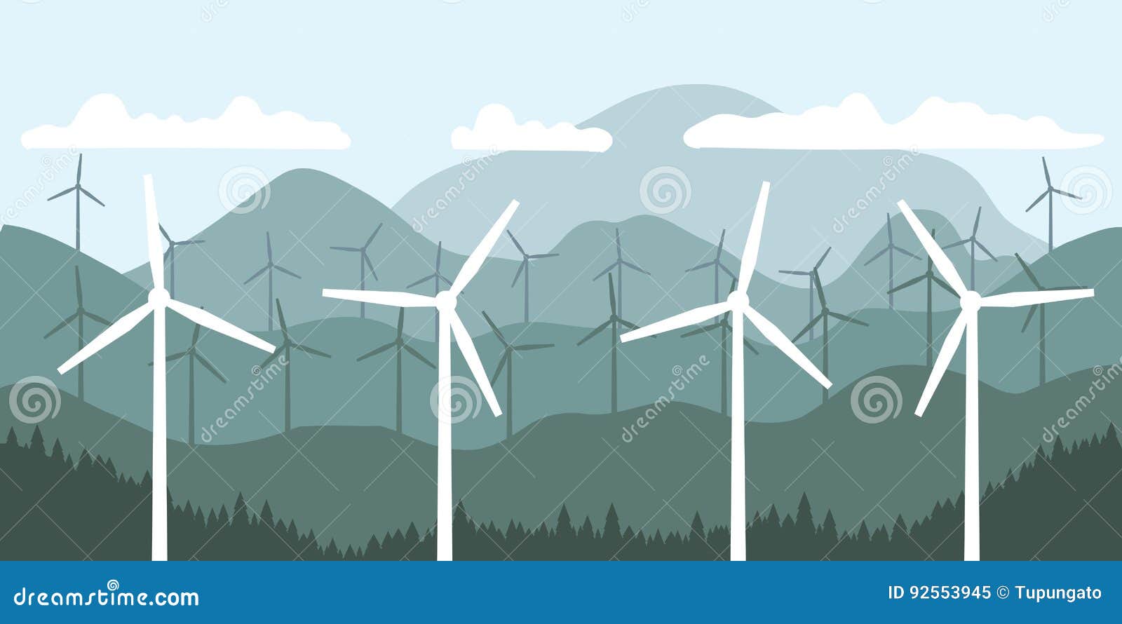 Wind power stock illustration. Illustration of outdoors - 92553945