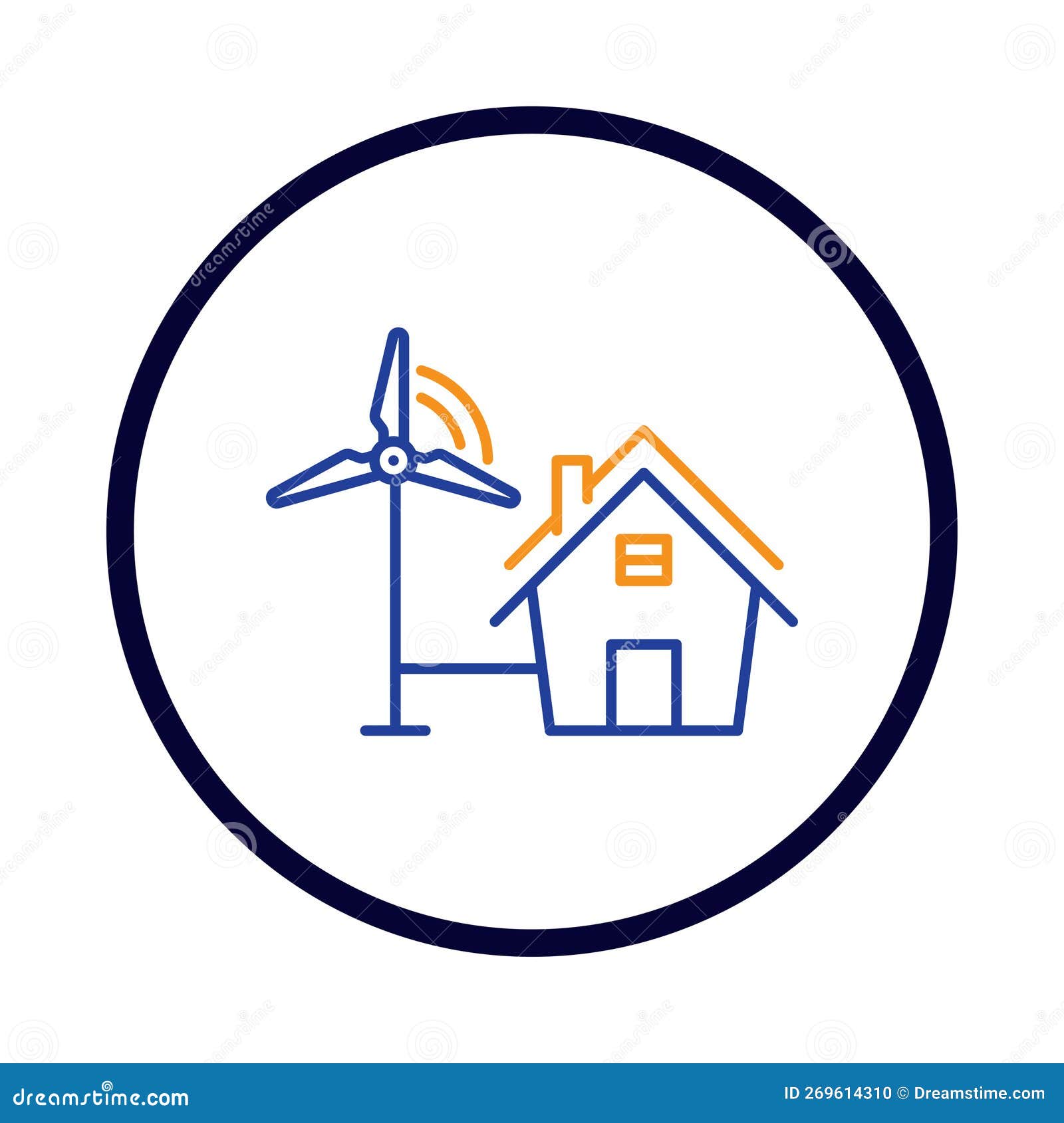 Wind Power Renewable Home Energy Icon Stock Vector - Illustration of ...