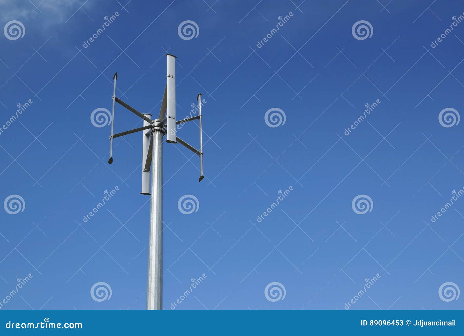 Wind Power Turbine in a Power Generation Plant. Blue Sky and Empty Copy ...