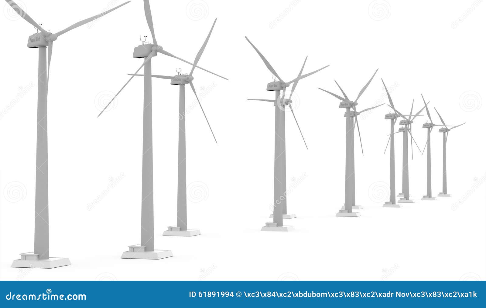 Wind Propeller Turbines Rendered Stock Illustration - Illustration of ...