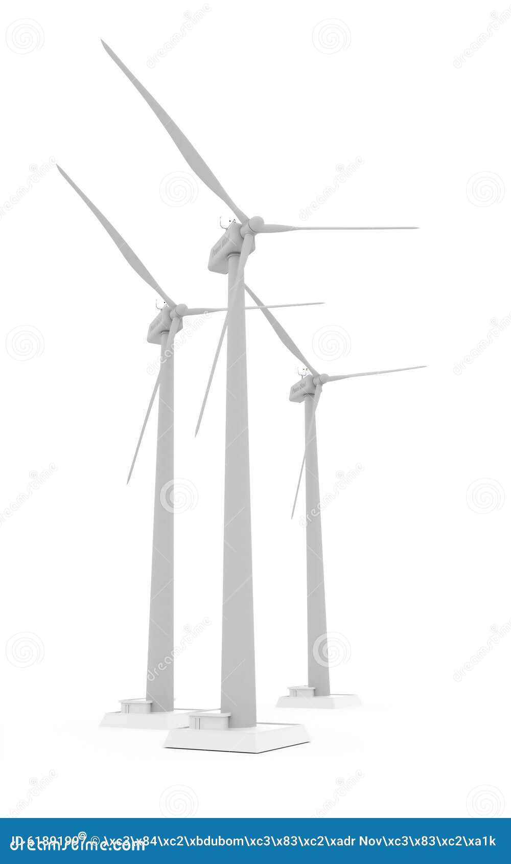 Wind Propeller Turbines Rendered Stock Illustration - Illustration of ...