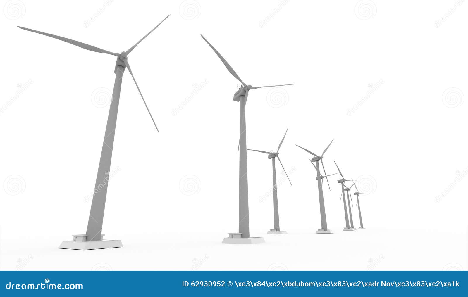 Wind Propeller Turbines Rendered Stock Illustration - Illustration of ...