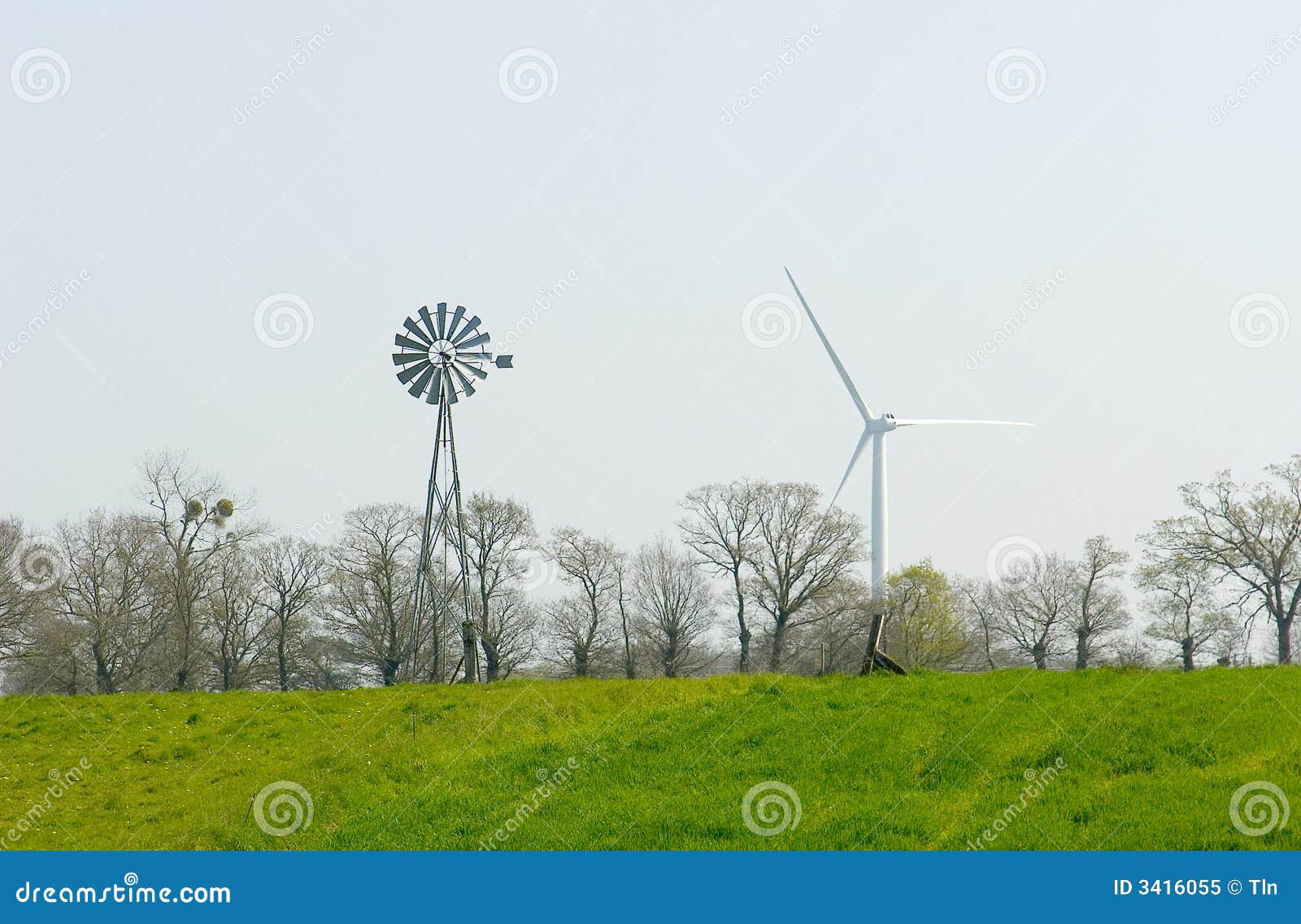 Wind Pump and Wind Turbine stock image. Image of electrical - 3416055