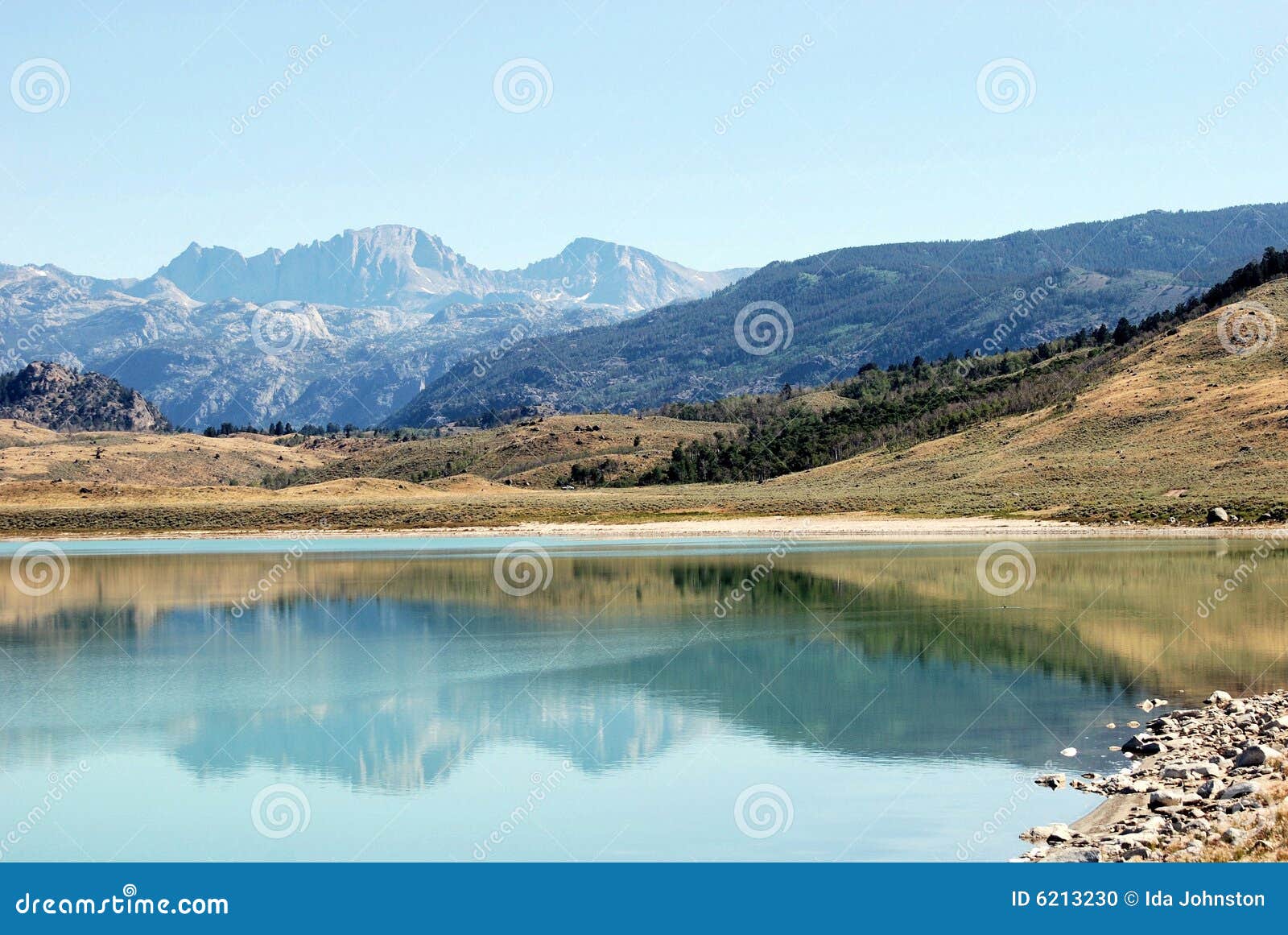 Wind River Range Reflected in Soda Lake Stock Photo - Image of summer ...