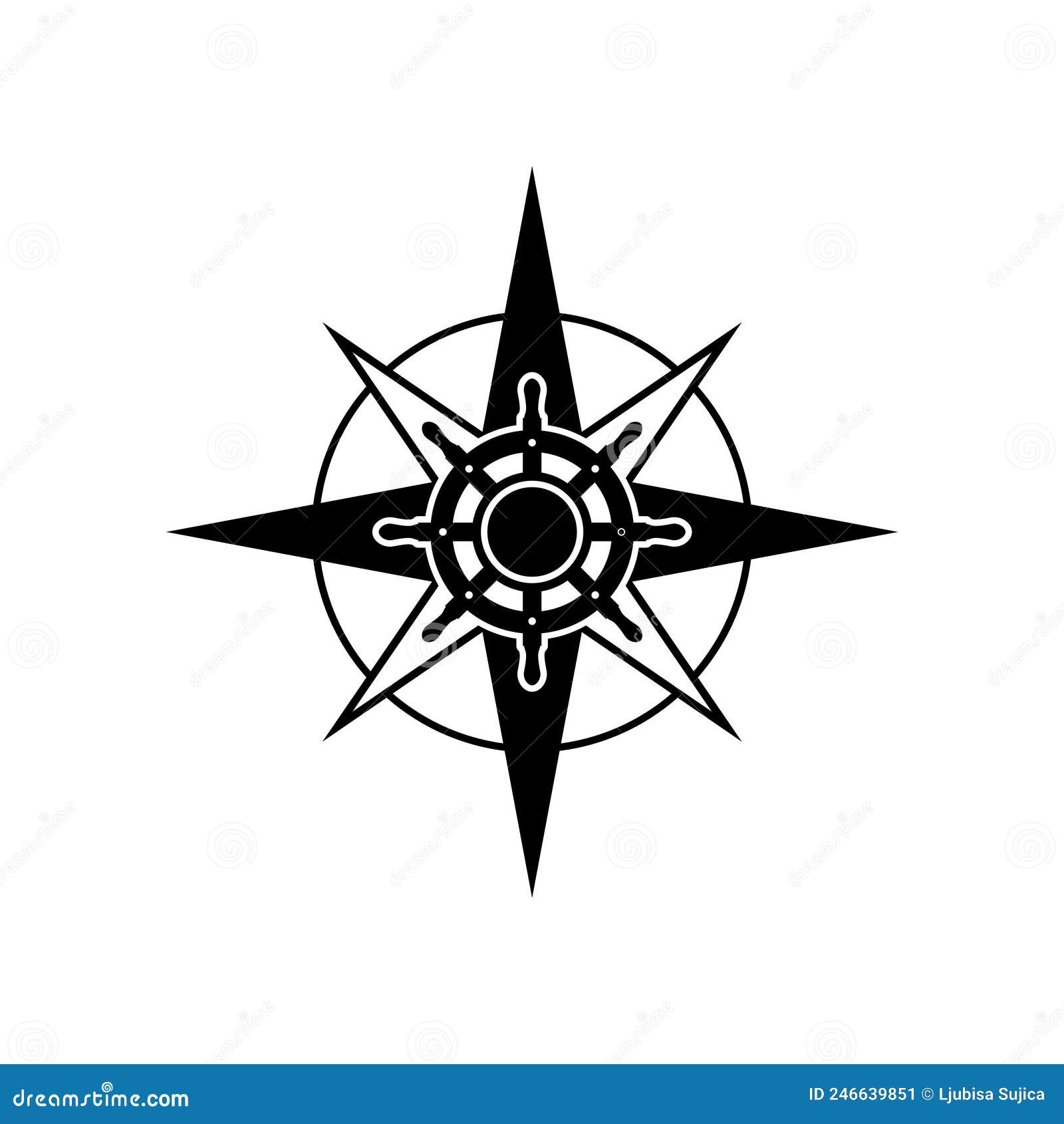 Wind Rose Compass Icon. Black Nautical Logo or Icon Stock Vector ...
