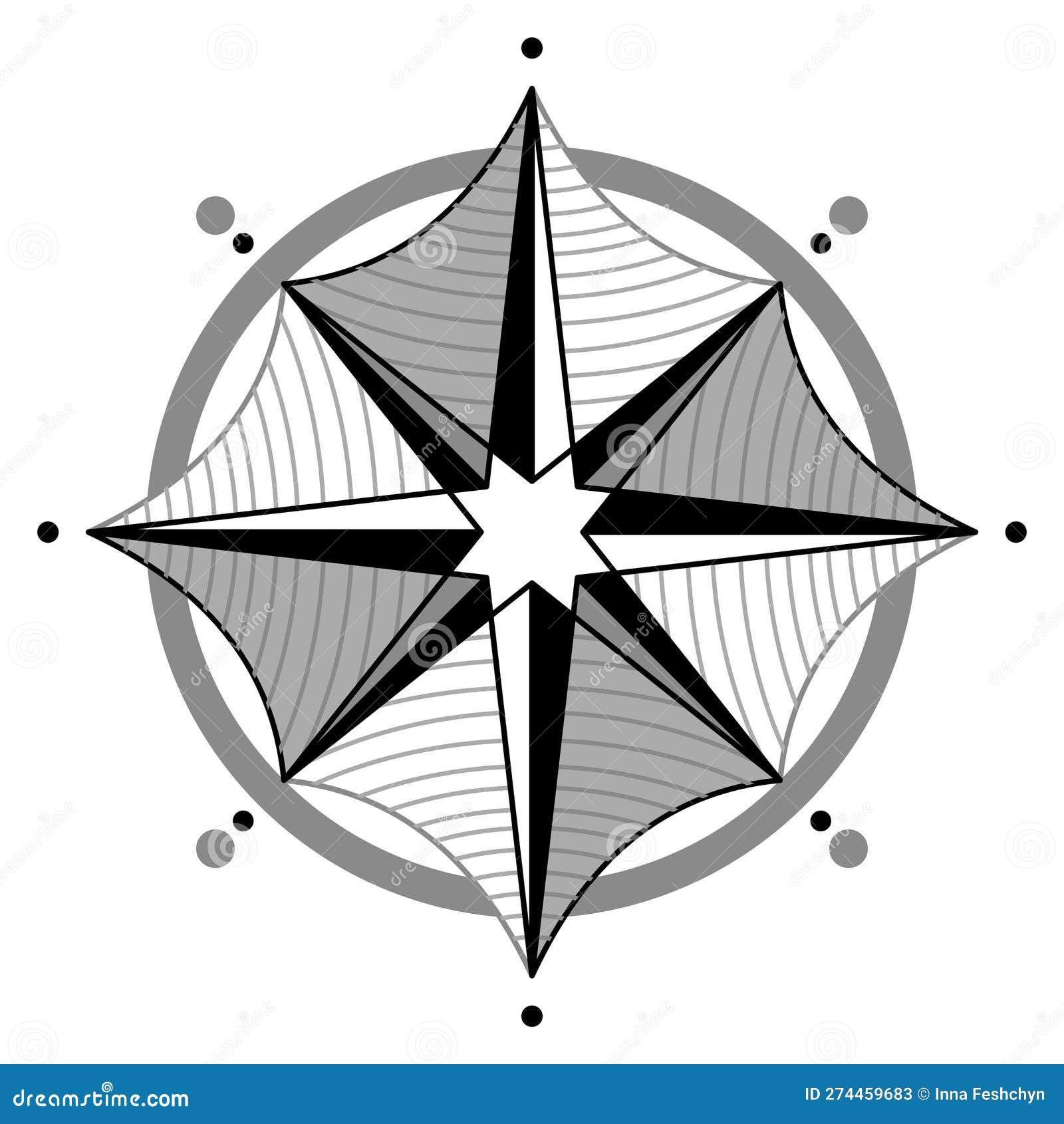 Wind Rose Compass. Navigation Device with Indication of the Cardinal ...
