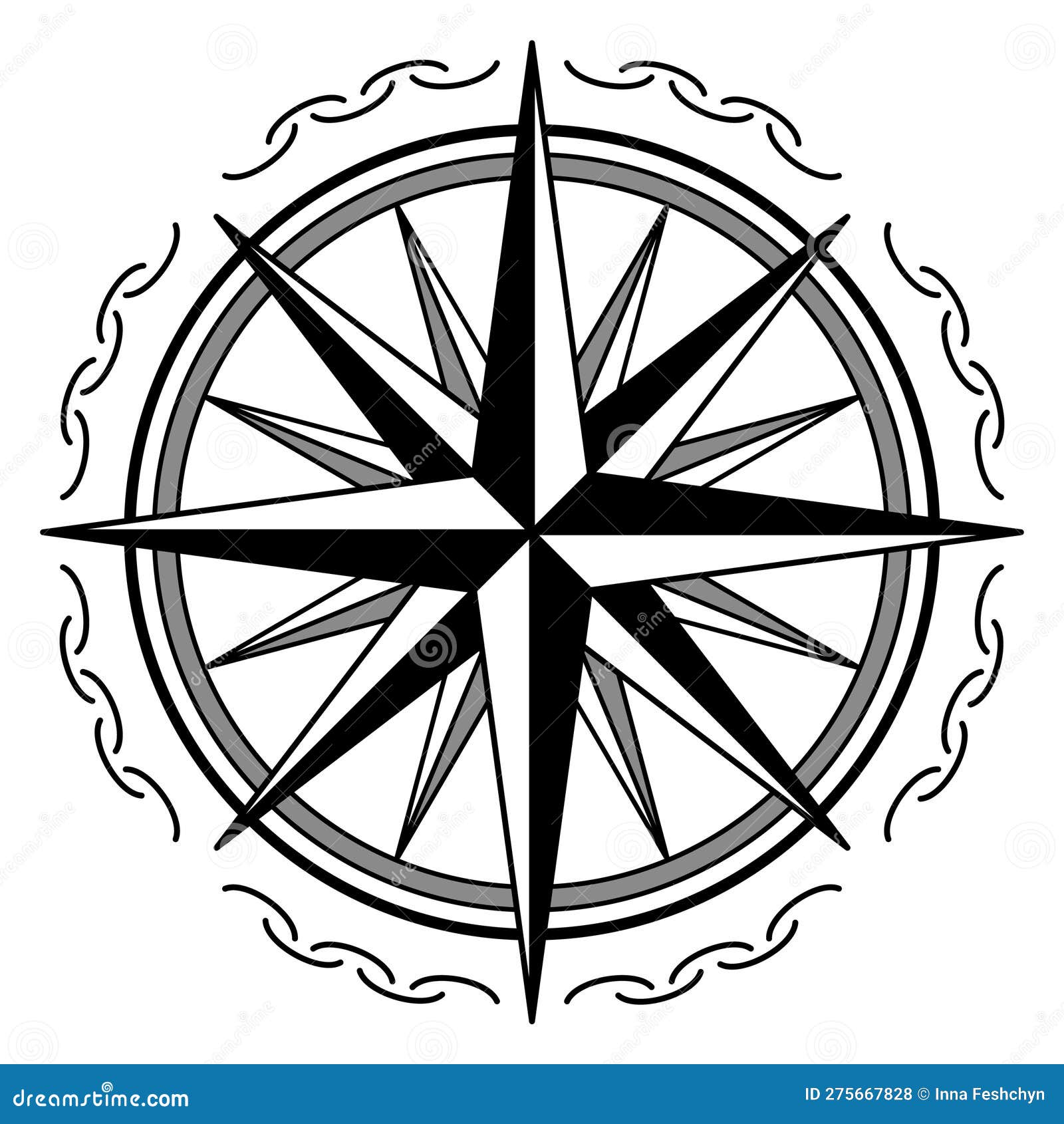 Wind Rose Compass. Navigation Device with Indication of the Cardinal ...