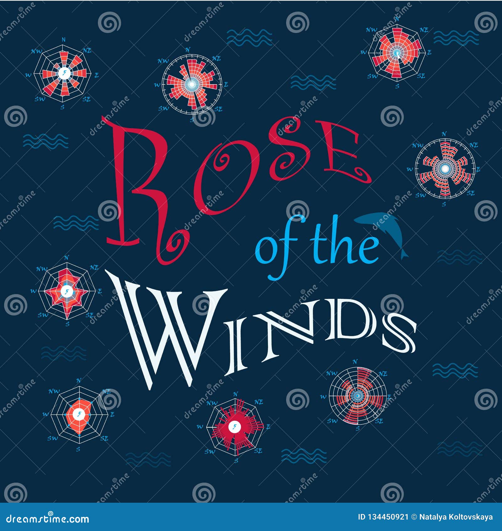 Wind Rose Lettering with Darkbackground Stock Vector - Illustration of ...