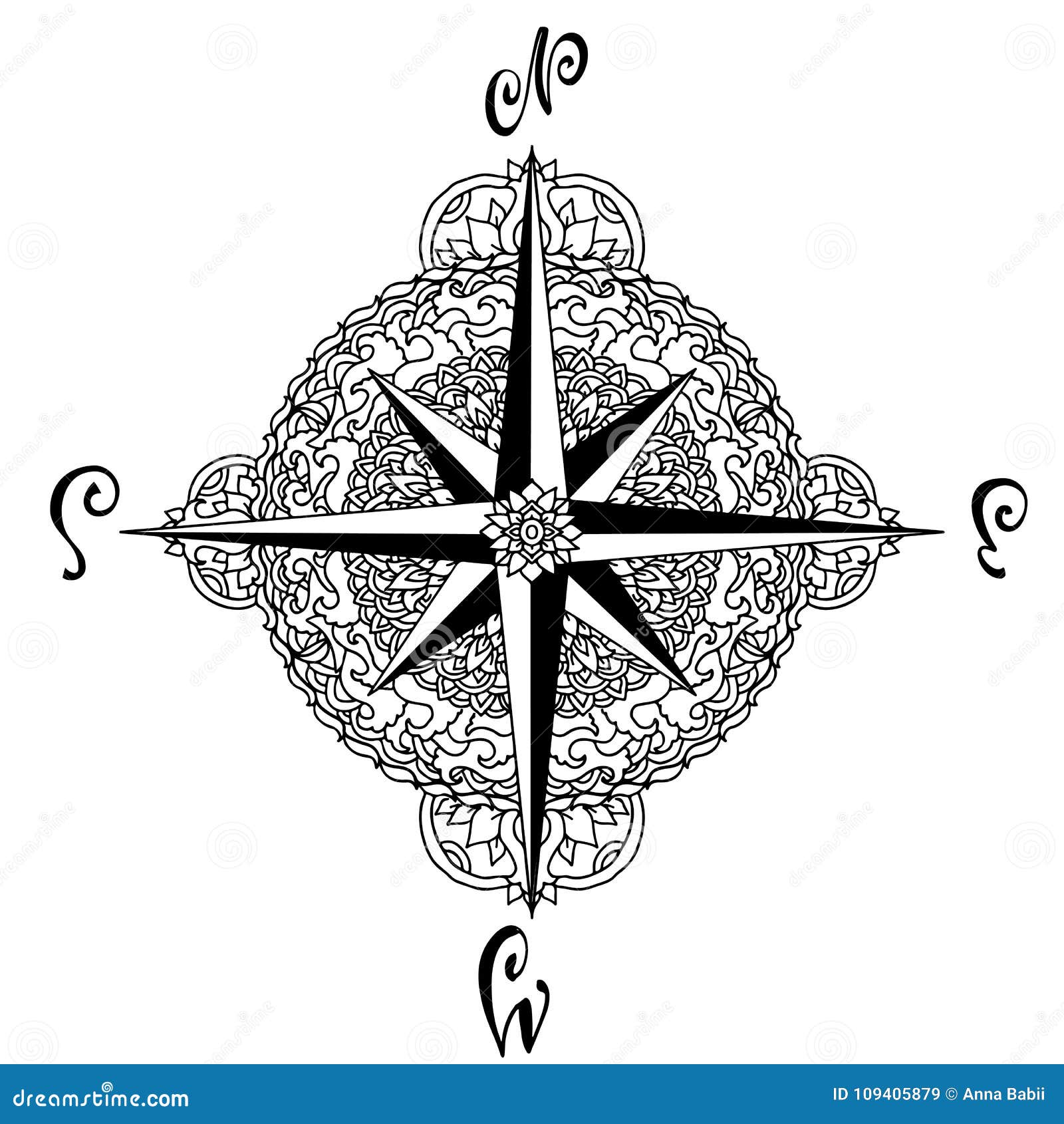 Nautical Mandala With Octopus Tentacles And Floral Elements. Vector ...