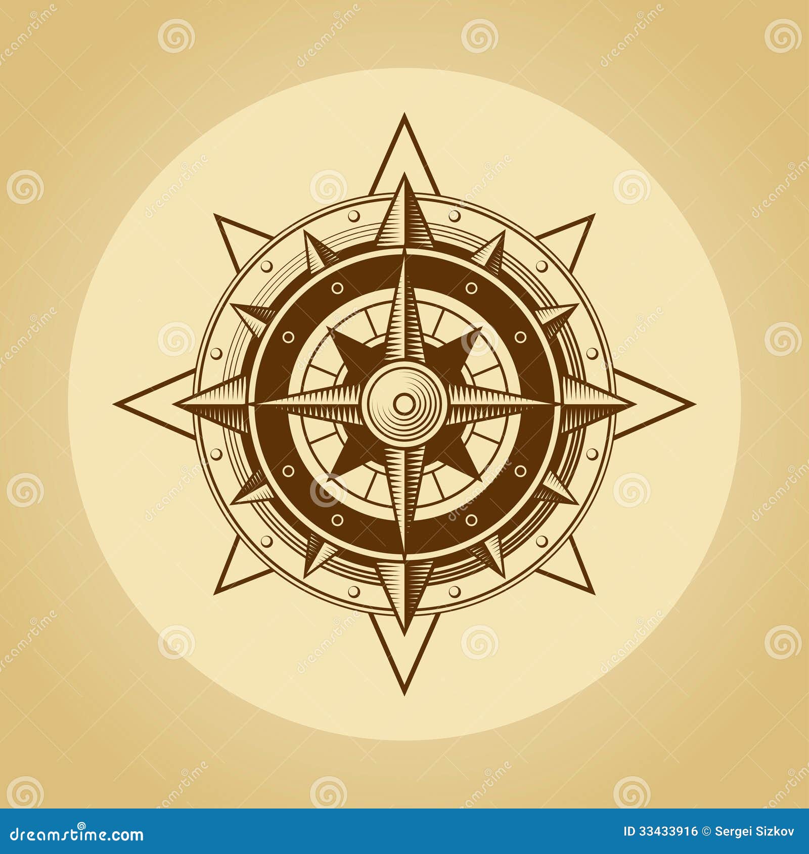 Wind Rose in Old Retro Style. Vector. Stock Vector - Illustration of ...