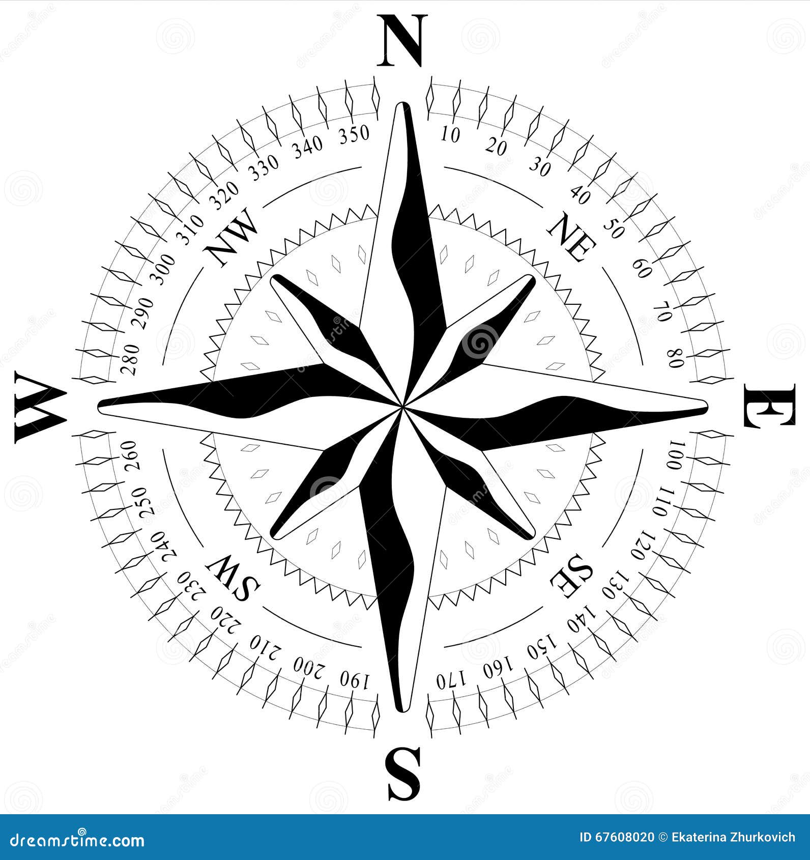 Wind Rose on a Stand-alone White Background Stock Illustration ...