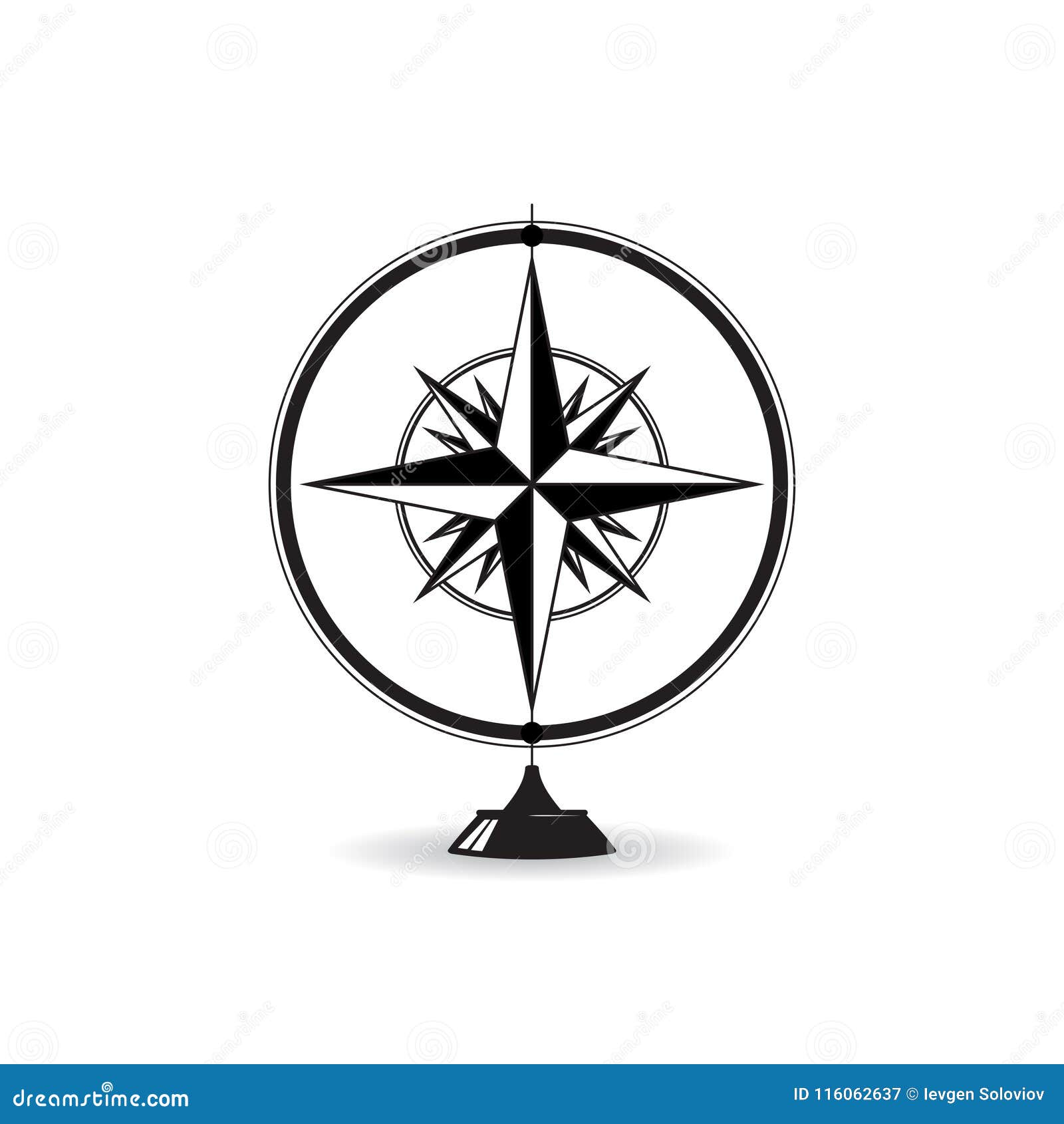 Windrose Symbol Compass And Location Coordinate On The Map. Royalty ...