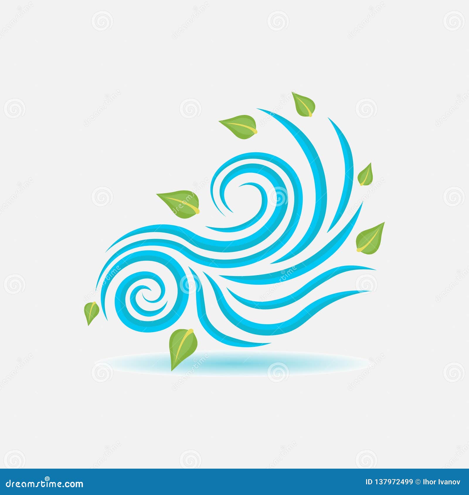 Wind Sign, Wind Blows Leaves, Flat Style Stock Illustration ...