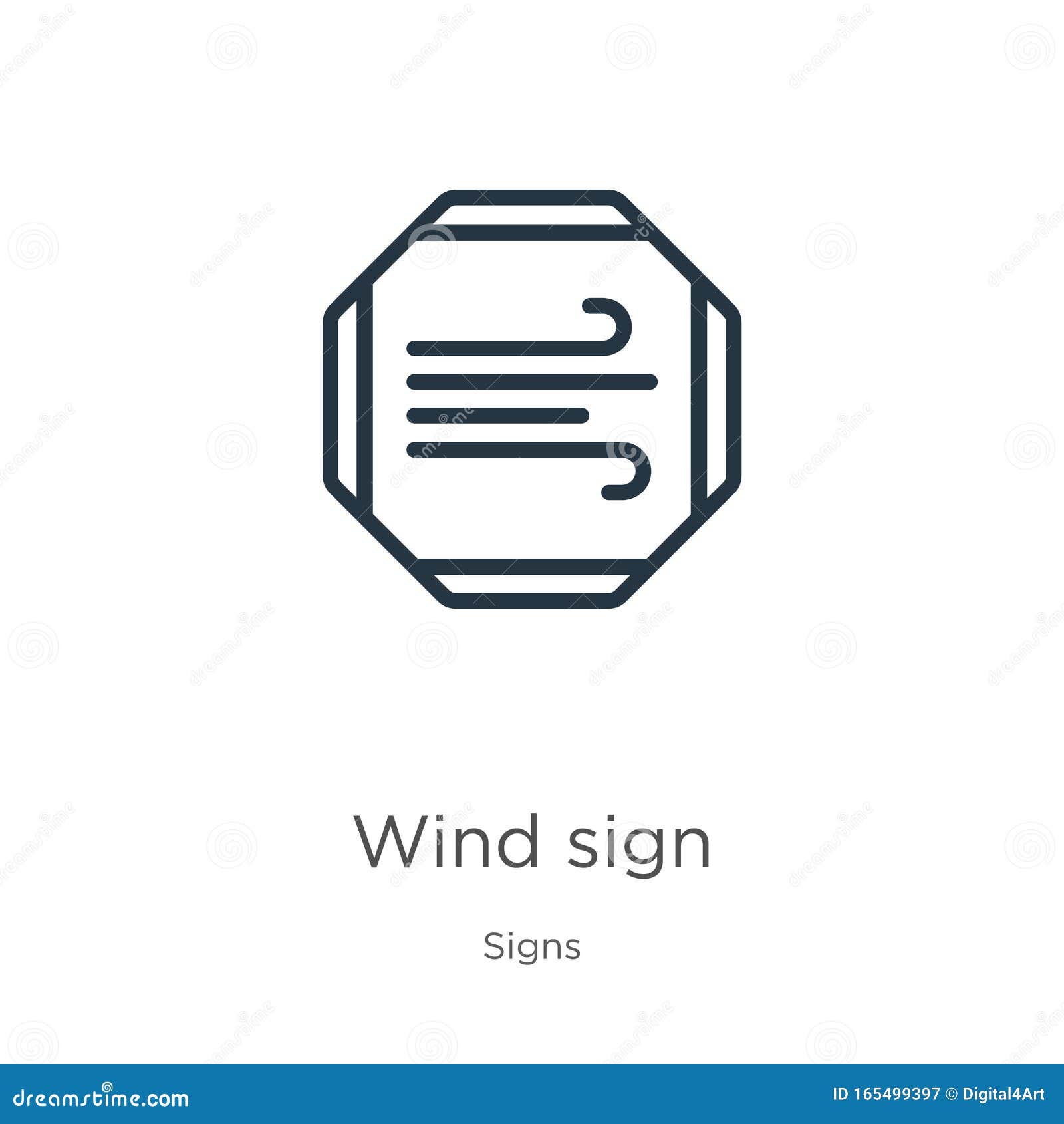 Wind Sign Icon. Thin Linear Wind Sign Outline Icon Isolated on White ...