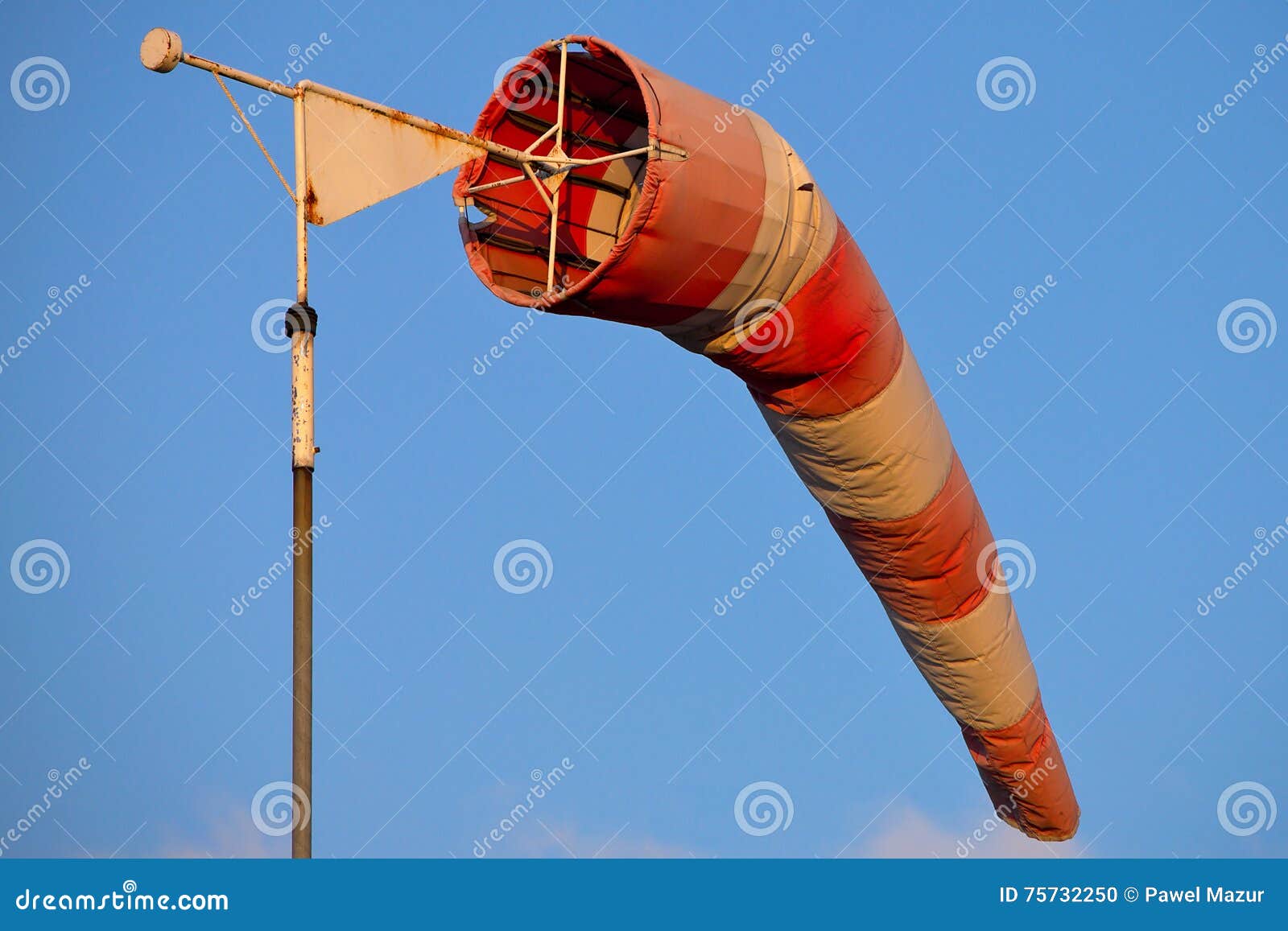 Wind sock stock photo. Image of blue, runway, wind, sock - 75732250