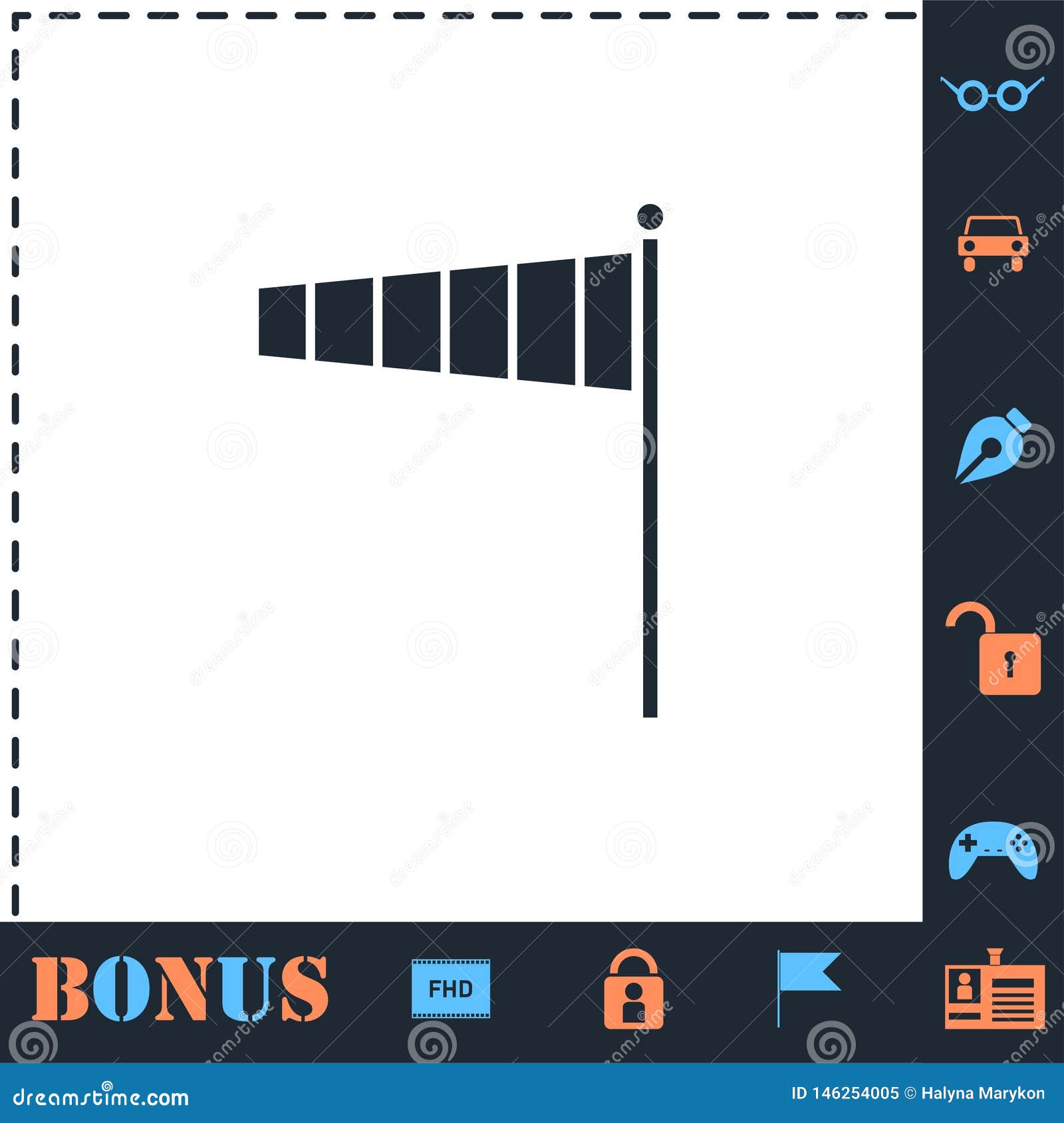 Wind sock icon flat stock vector. Illustration of dangerous - 146254005