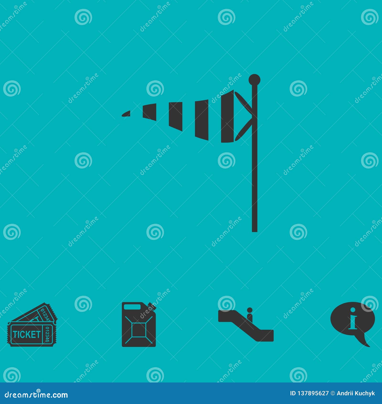 Wind sock icon flat stock vector. Illustration of sidewind - 137895627