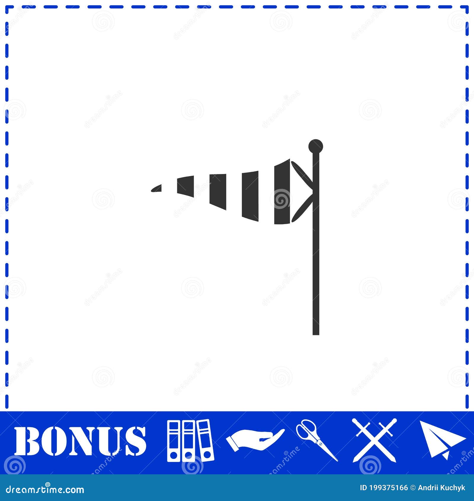Wind sock icon flat stock illustration. Illustration of crosswind ...