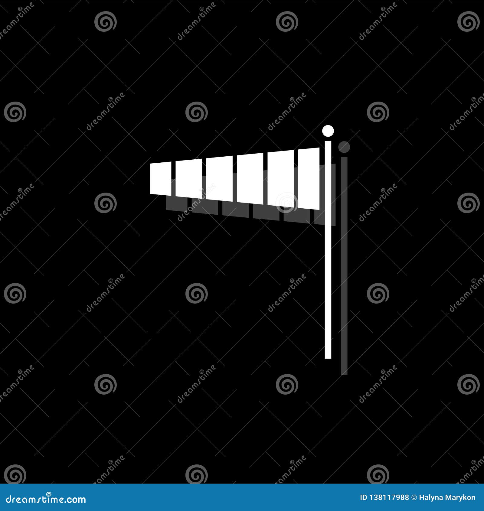 Wind sock icon flat stock illustration. Illustration of meteorology ...