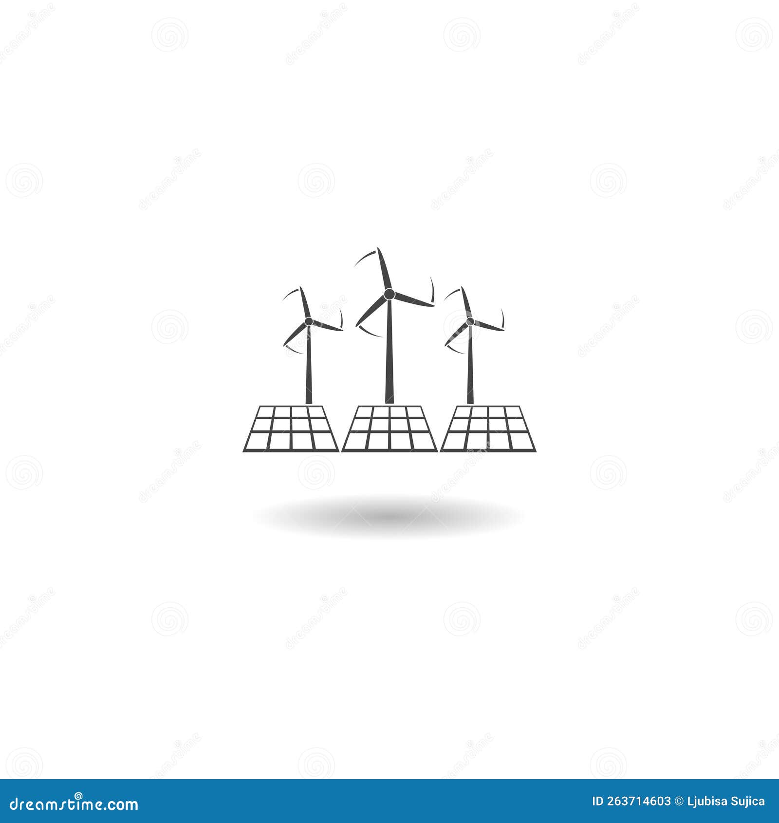 Wind and Solar Energy Icon with Shadow Stock Vector - Illustration of ...
