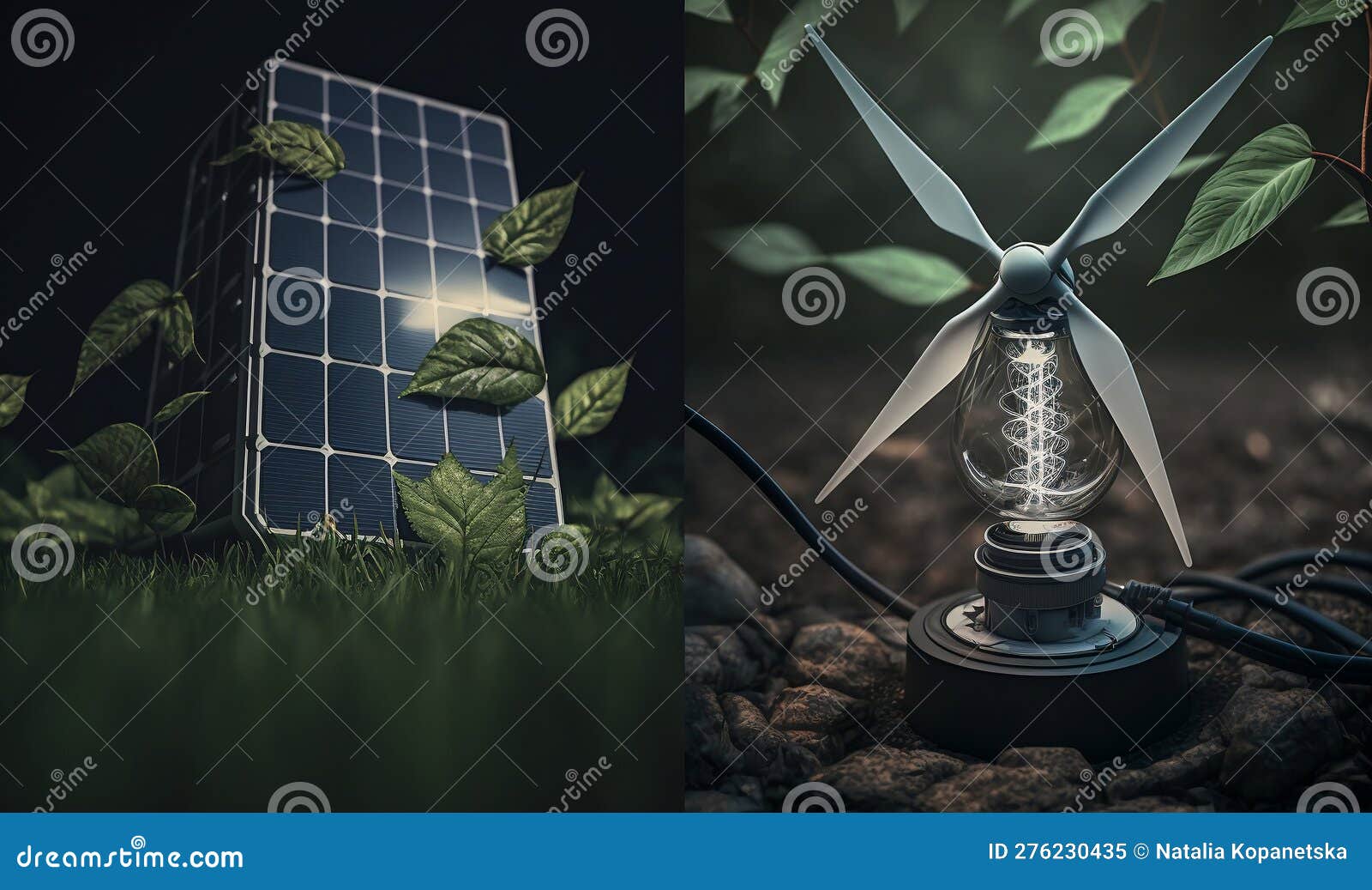 Wind and Solar Energy in the Natural Environment. Generated AI Stock ...