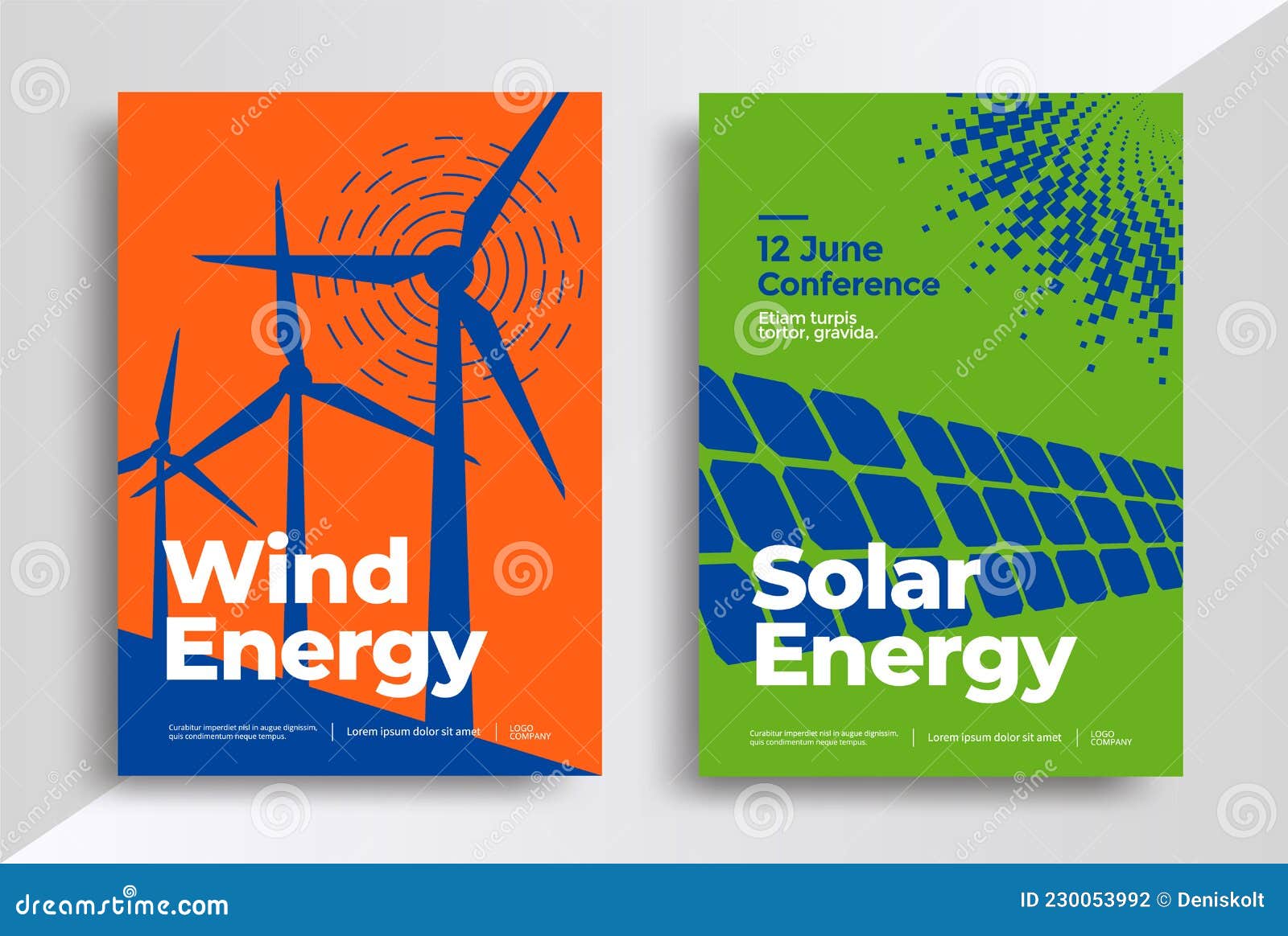 Wind and Solar Energy Posters Stock Vector - Illustration of ...