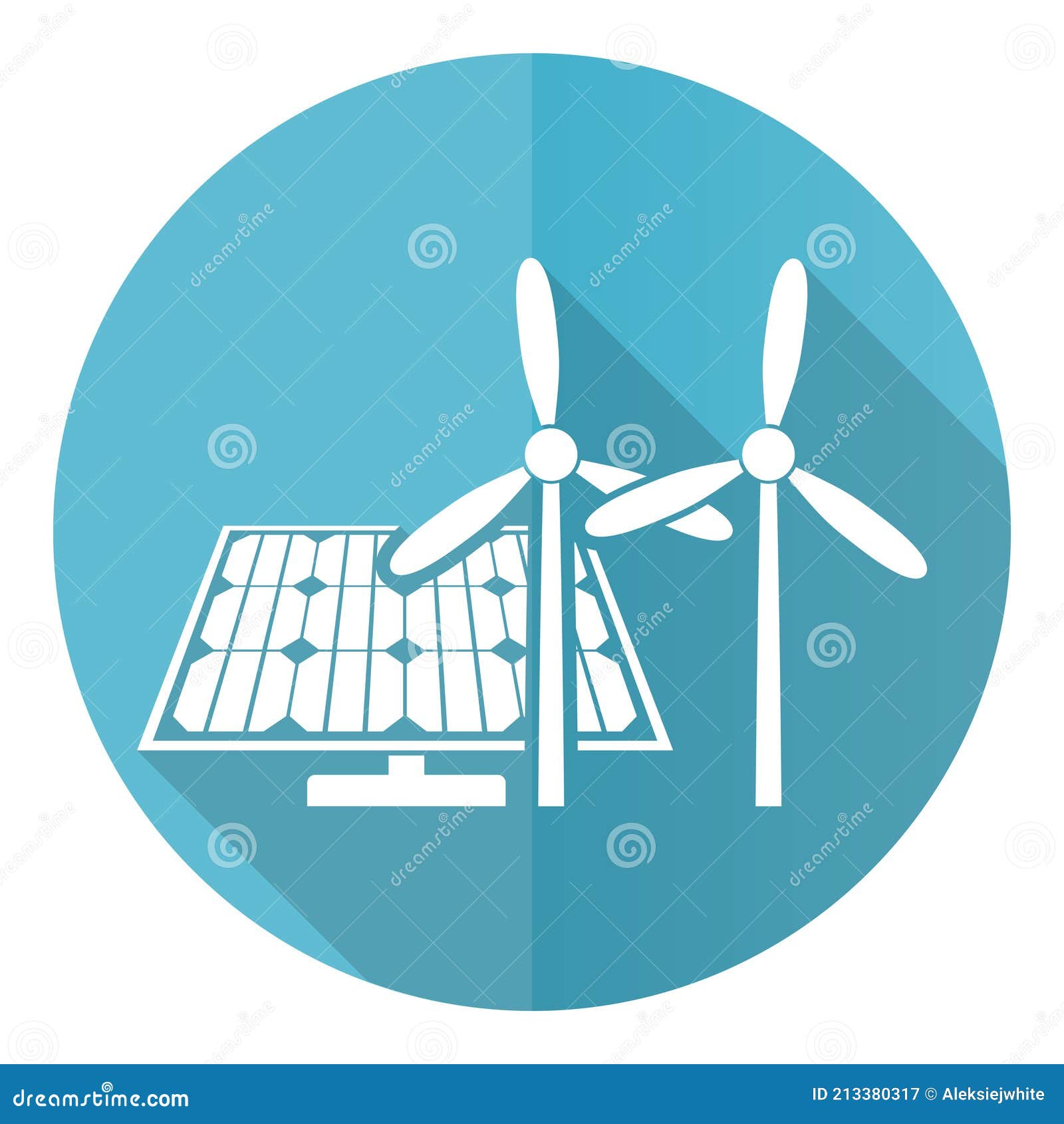Wind and Solar Energy, Renewables Blue Icon, Flat Design Vector ...