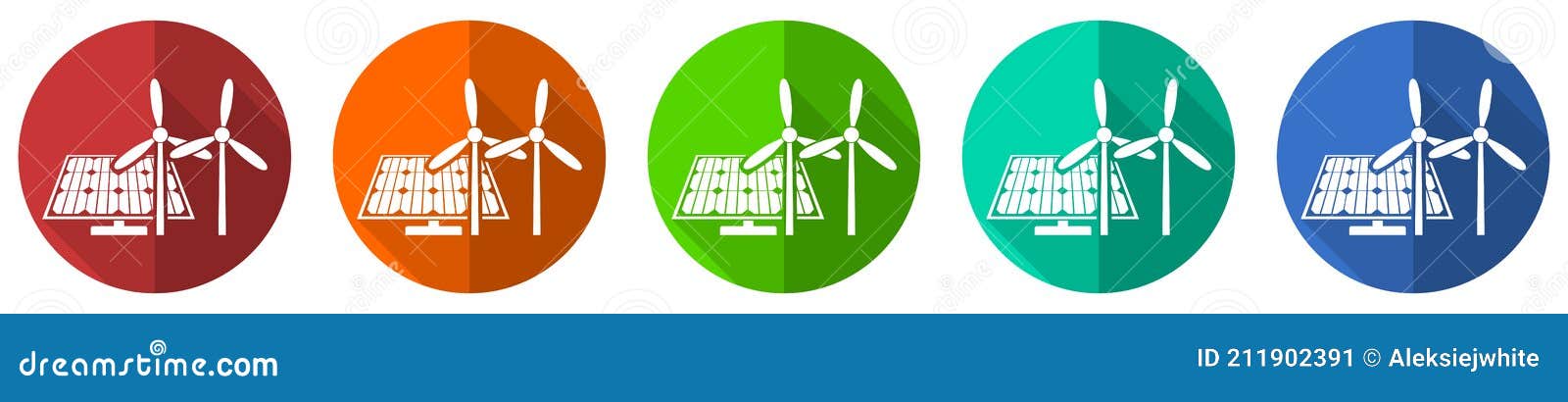 Wind and Solar Energy, Renewables Icon Set, Flat Design Vector ...