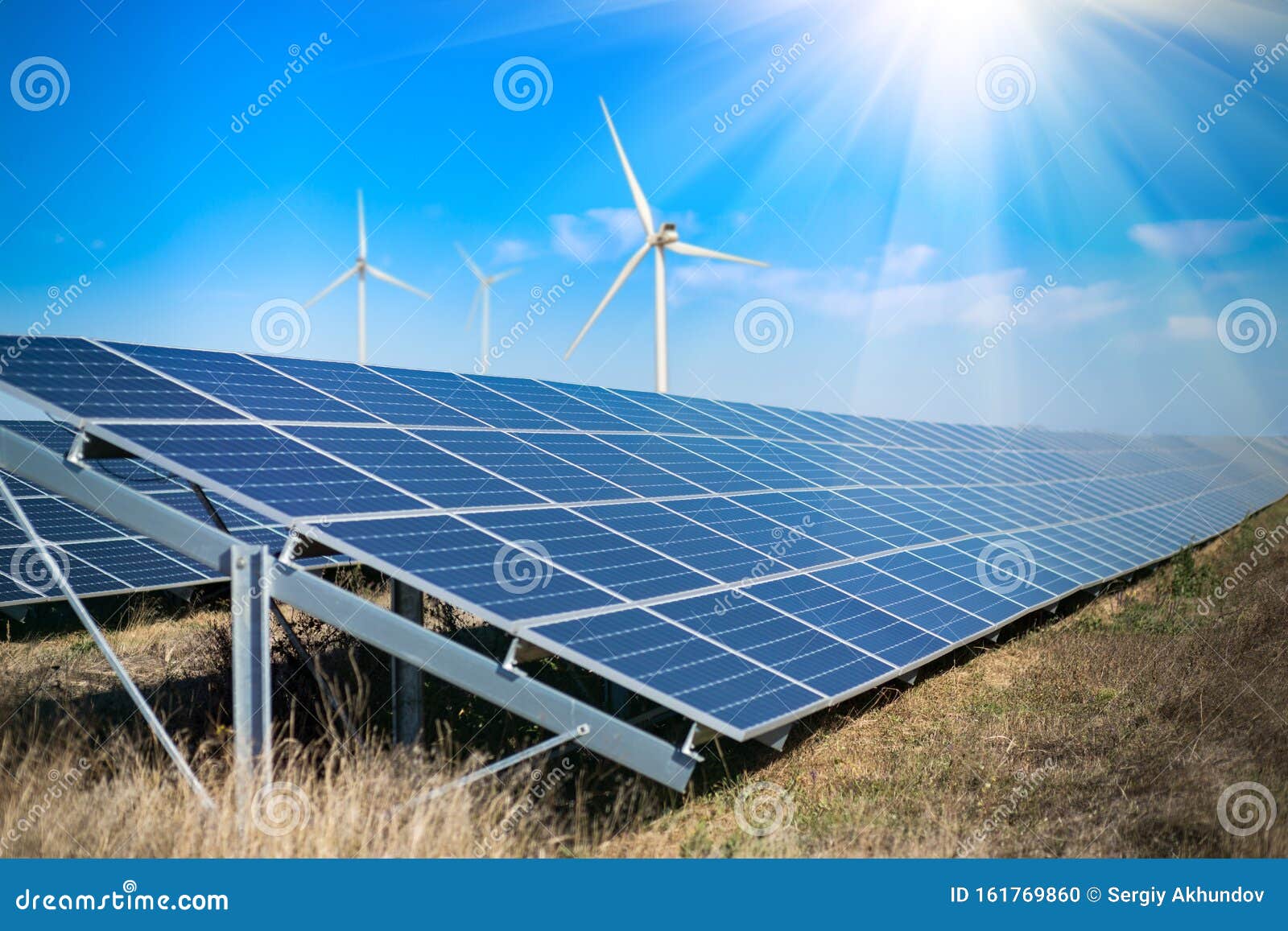 Wind and solar generators stock photo. Image of clean - 161769860