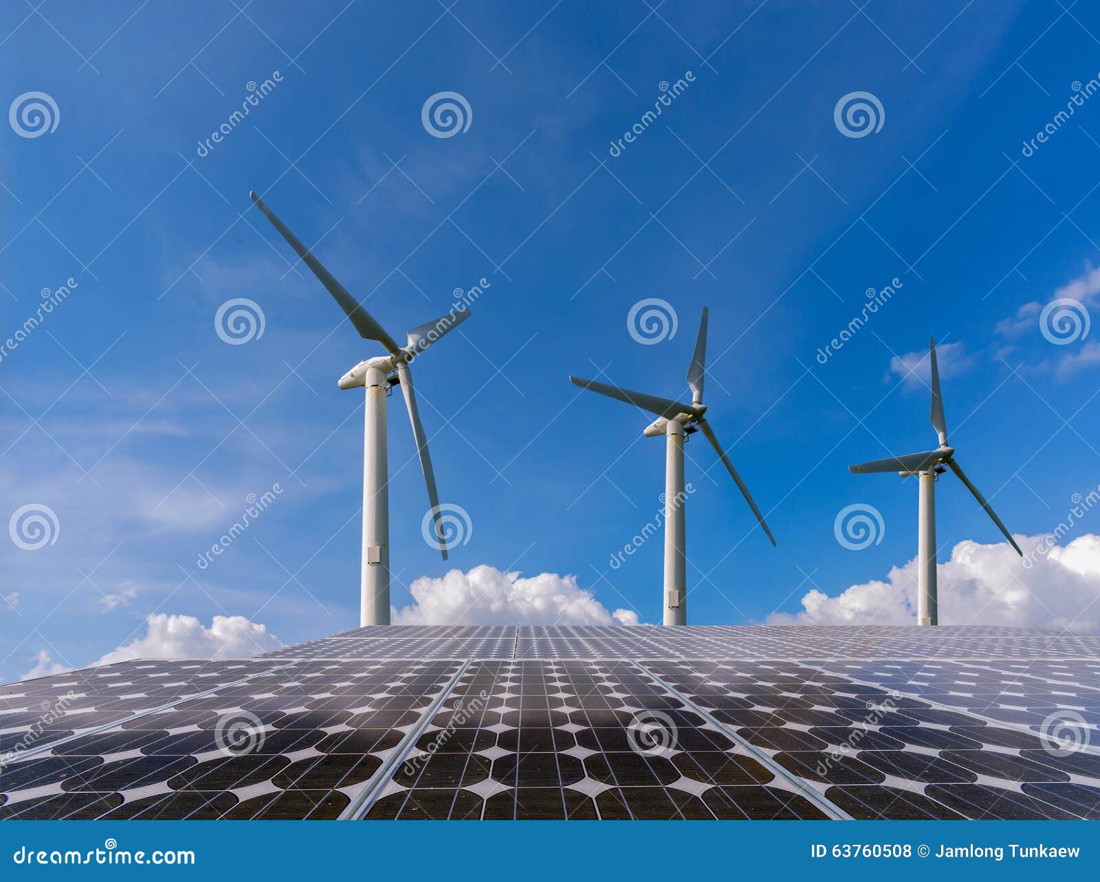 Wind and solar panel stock photo. Image of photovoltaic - 63760508