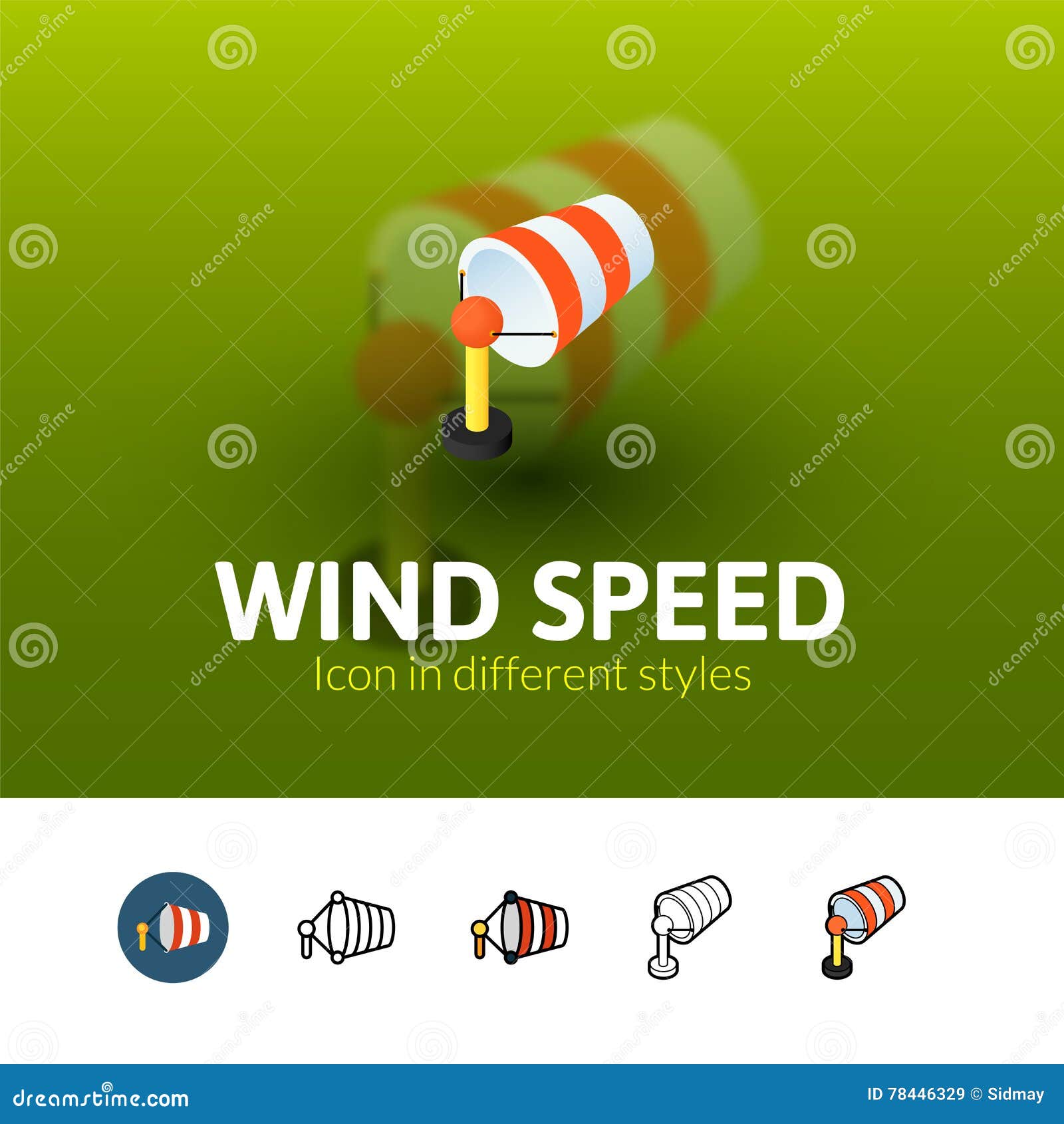 Wind Speed Icon in Different Style Stock Vector - Illustration of round ...