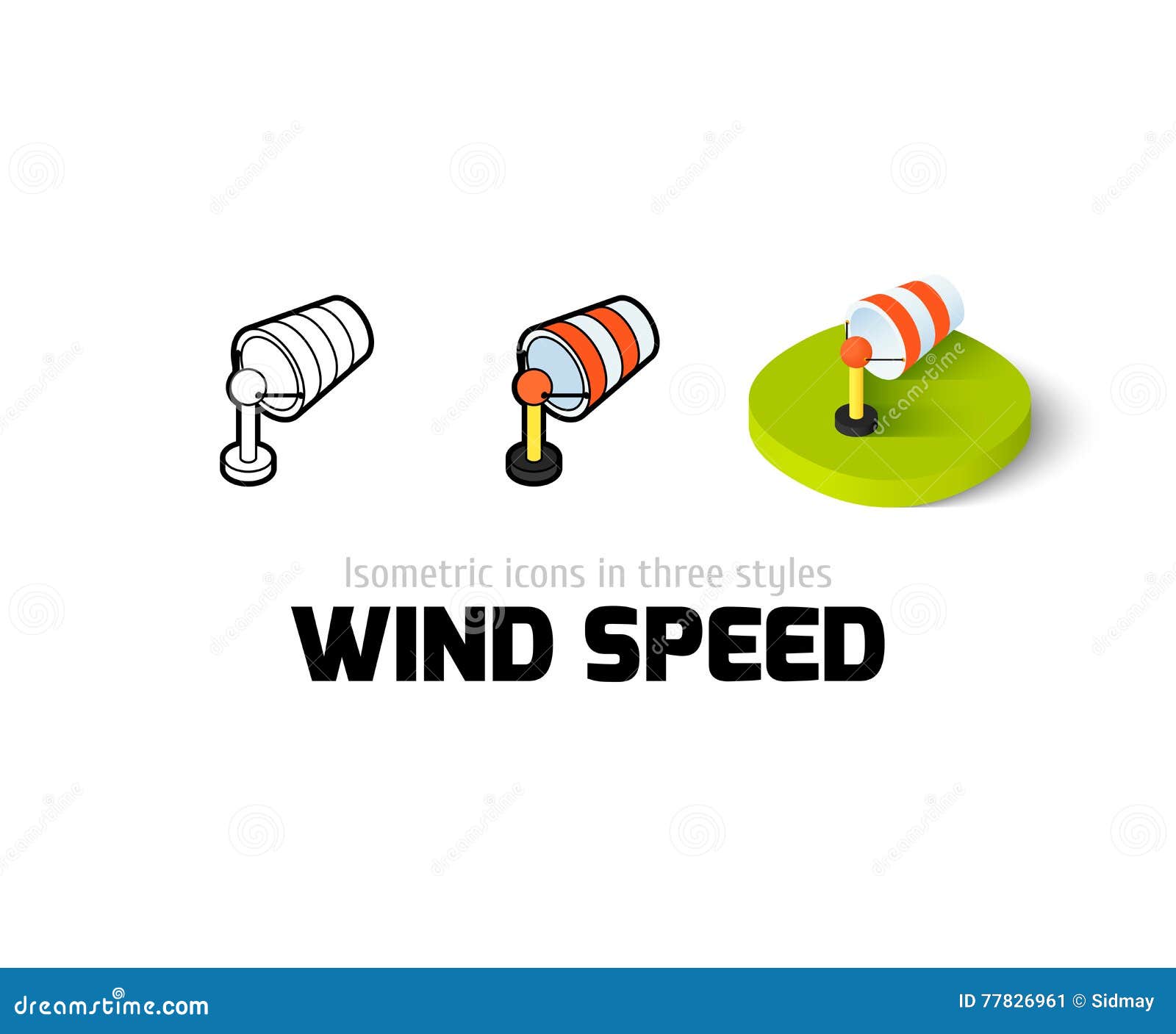 Wind Speed Icon in Different Style Stock Vector - Illustration of cone ...