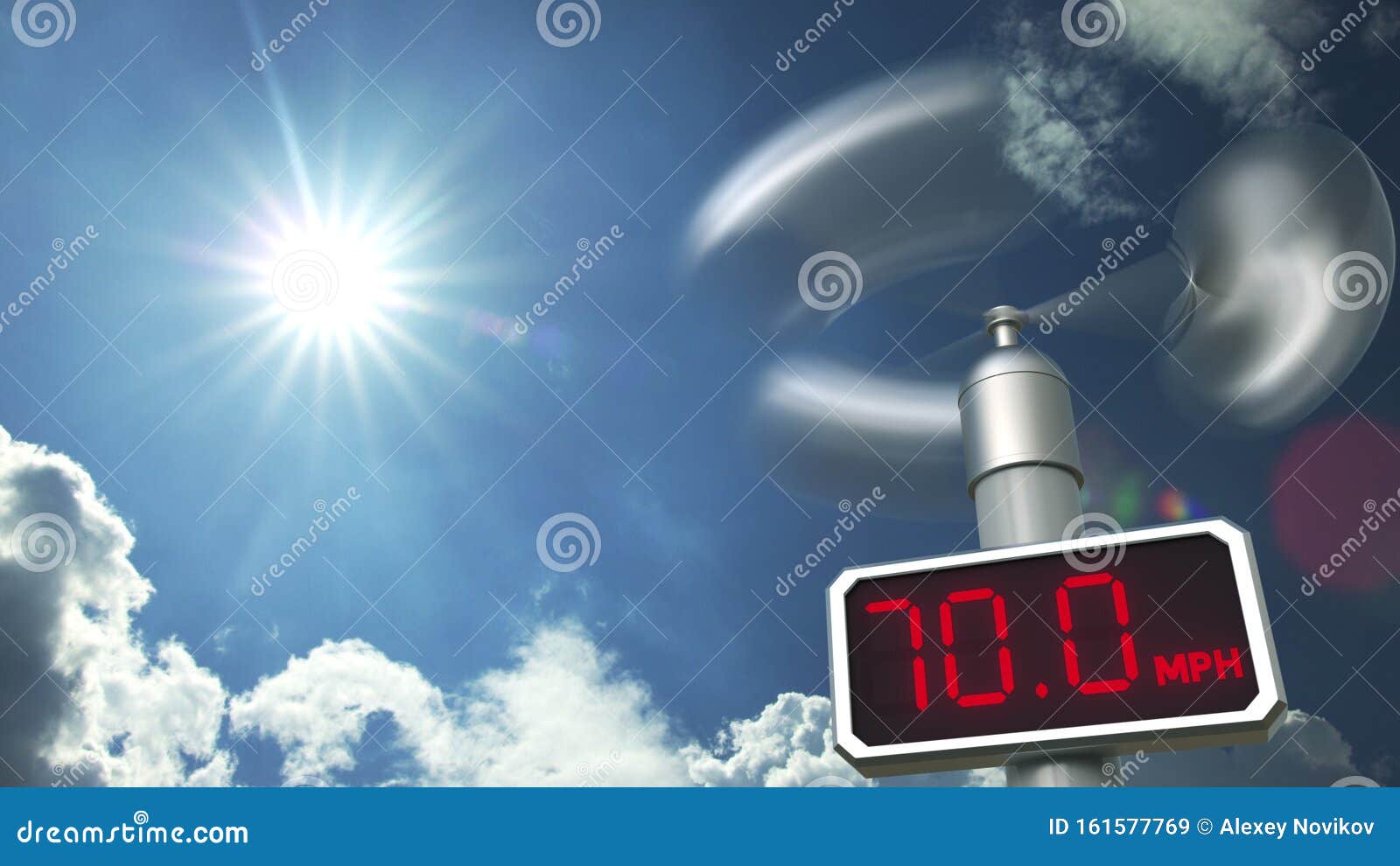 Digital Anemometer Displays 70 Mph Wind Speed. Hurricane Forecast ...