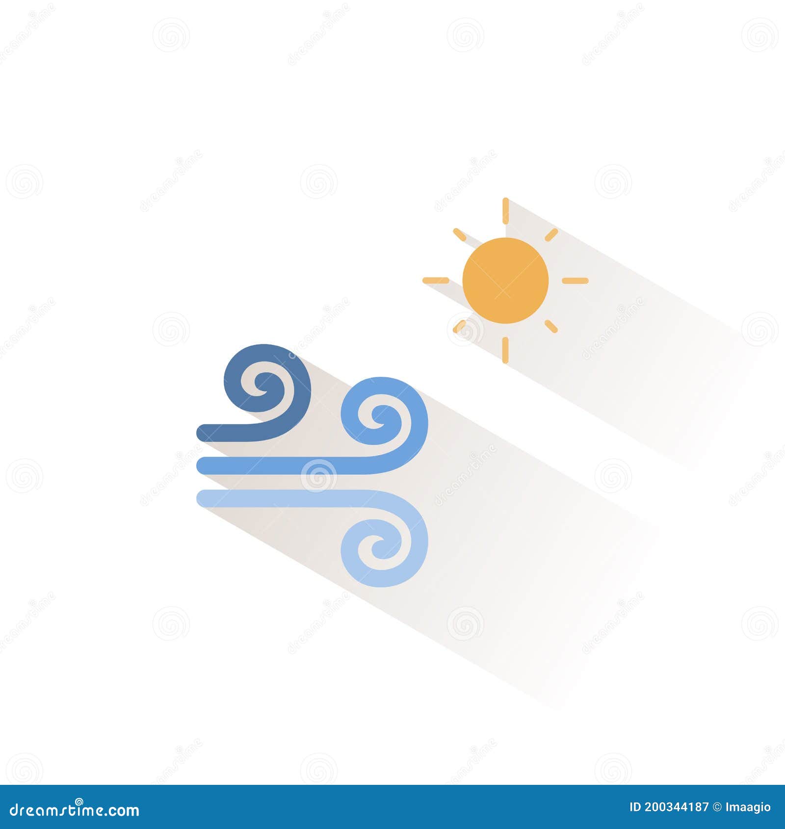 Wind and Sunny Day. Isolated Color Icon. Weather Vector Illustration ...