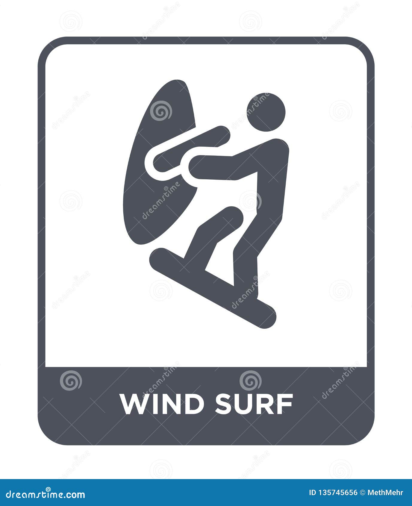 Wind Surf Icon in Trendy Design Style. Wind Surf Icon Isolated on White ...