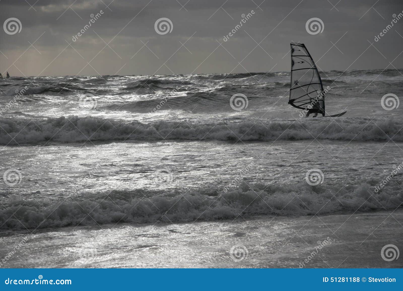 Wind Surfer Dramatitic Backlit Sea Editorial Stock Photo - Image of ...